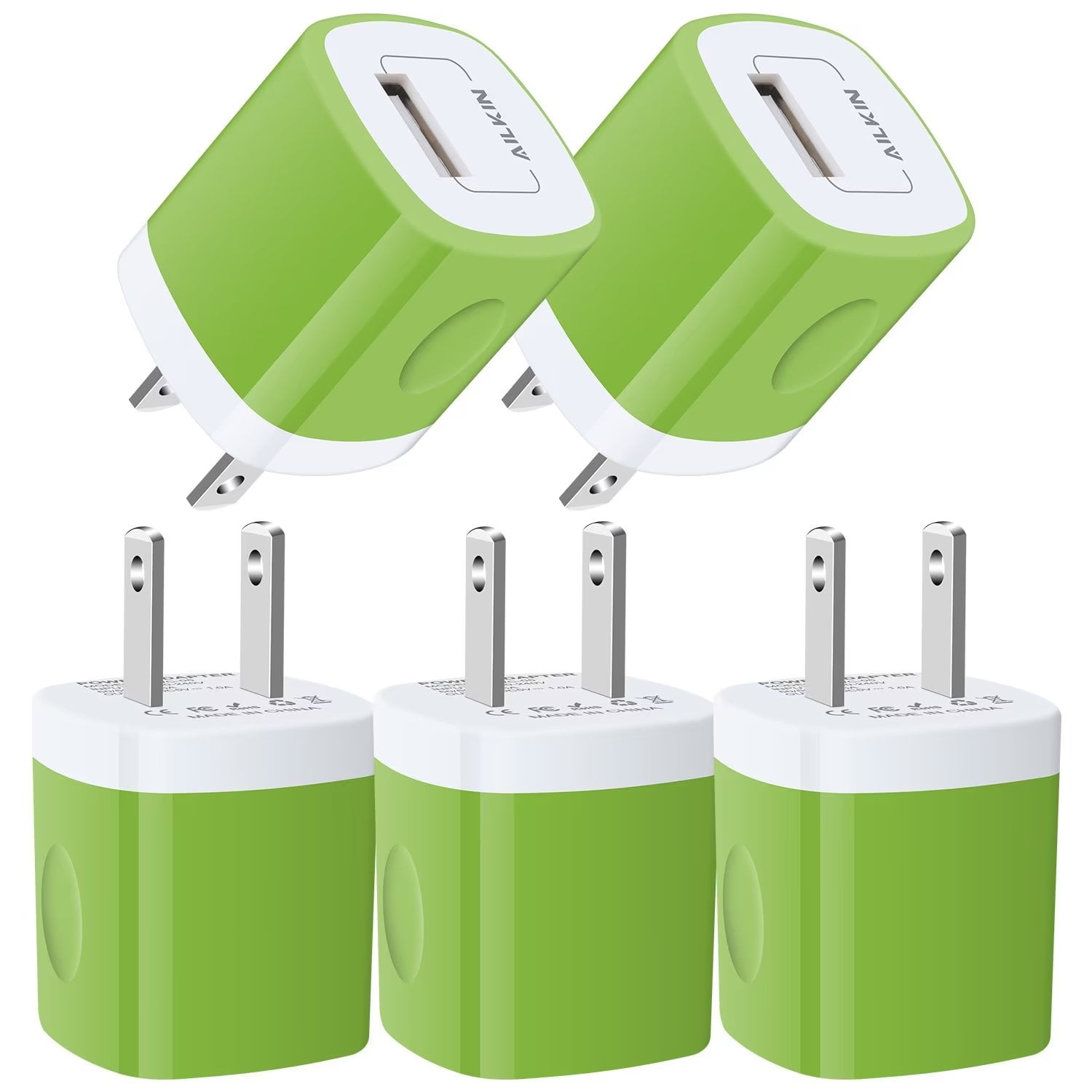 USB Wall Charger Block,USB Charger Adapter,AILKIN 5V/1A/5Pack Wall ...
