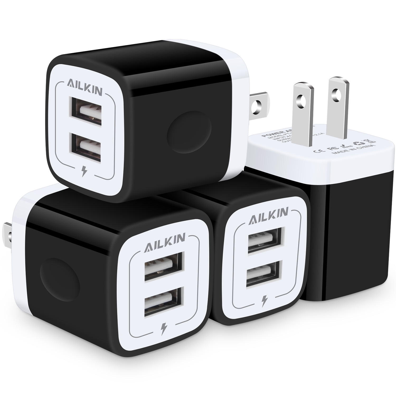 USB Wall Charger Block,USB Charger Adapter,AILKIN 5V/2.1A/4Pack Wall ...