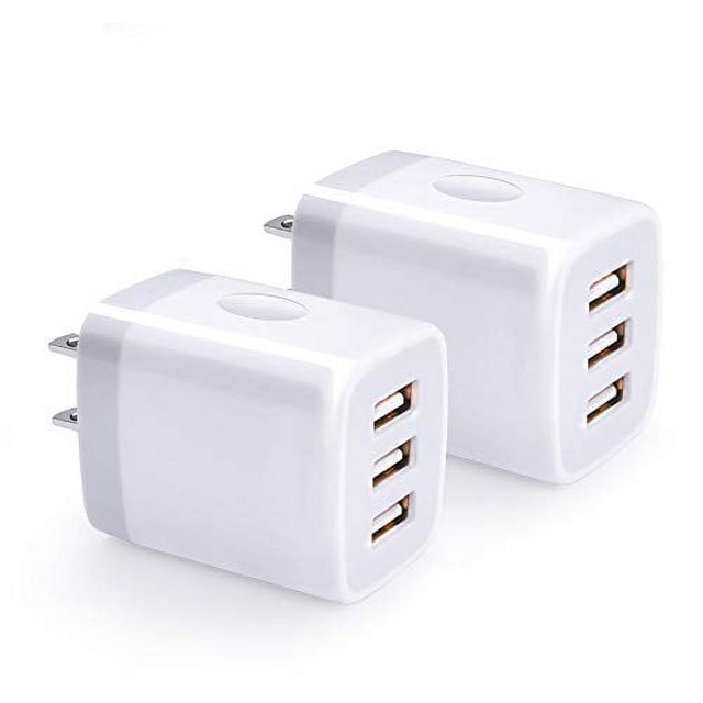 USB Wall Charger, Hootek 2-Pack USB Wall Plug 3-Port Charging Box 3.1A ...