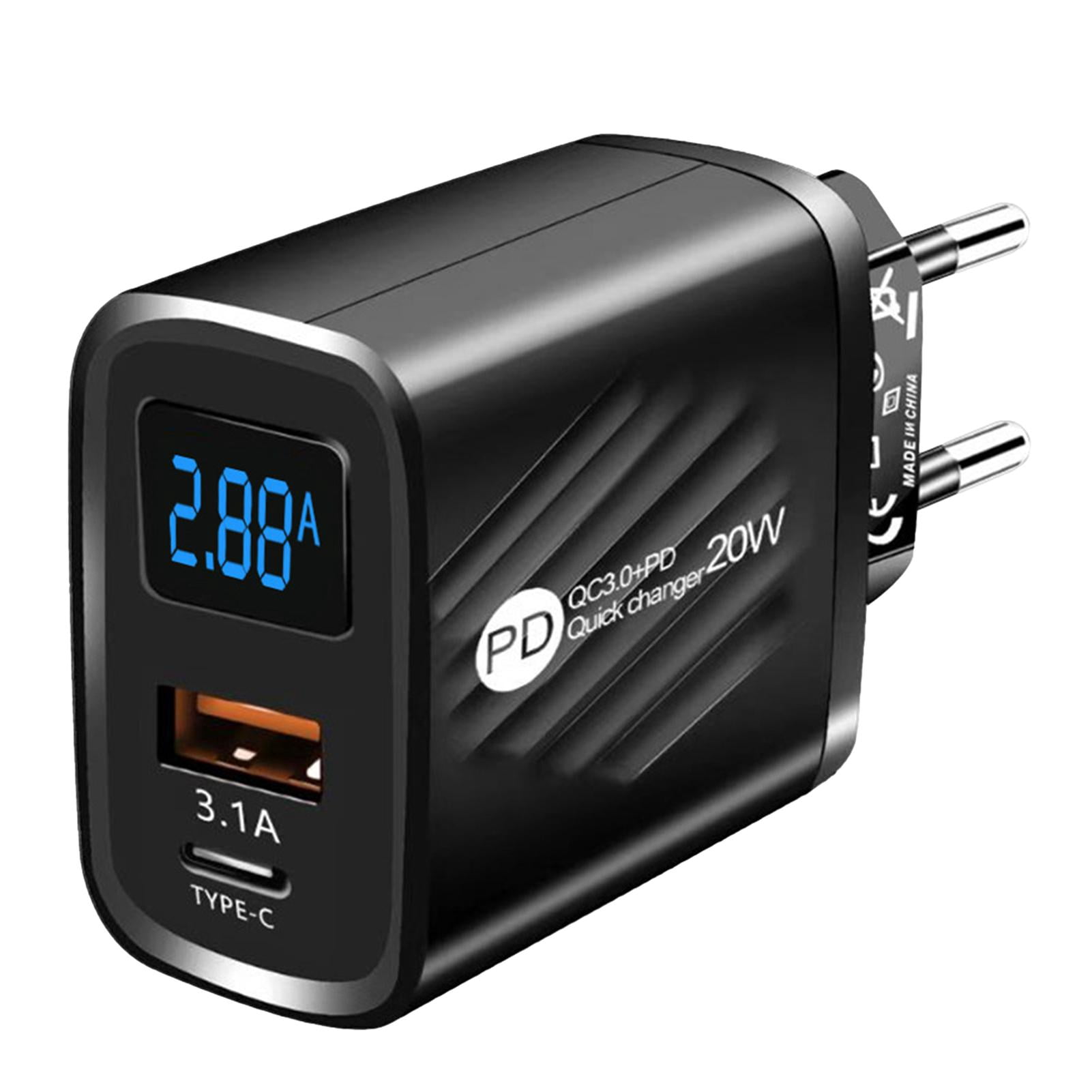 USB Wall Charger, PD20W Type C And USB Dual Port Adapter Block, 5V3 1A ...