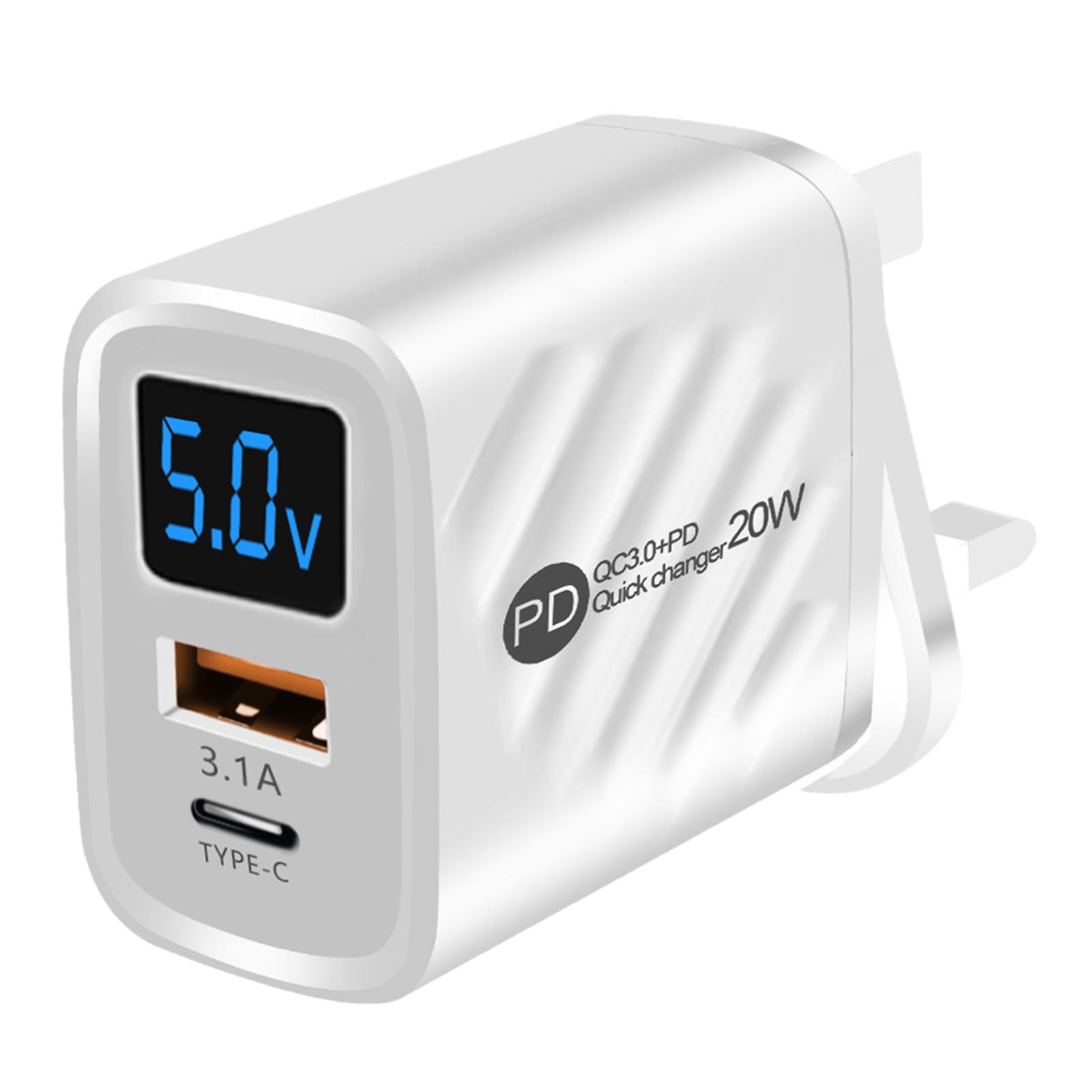 USB Wall Charger, PD20W Type C And USB Dual Port Adapter Block, 5V3 1A ...