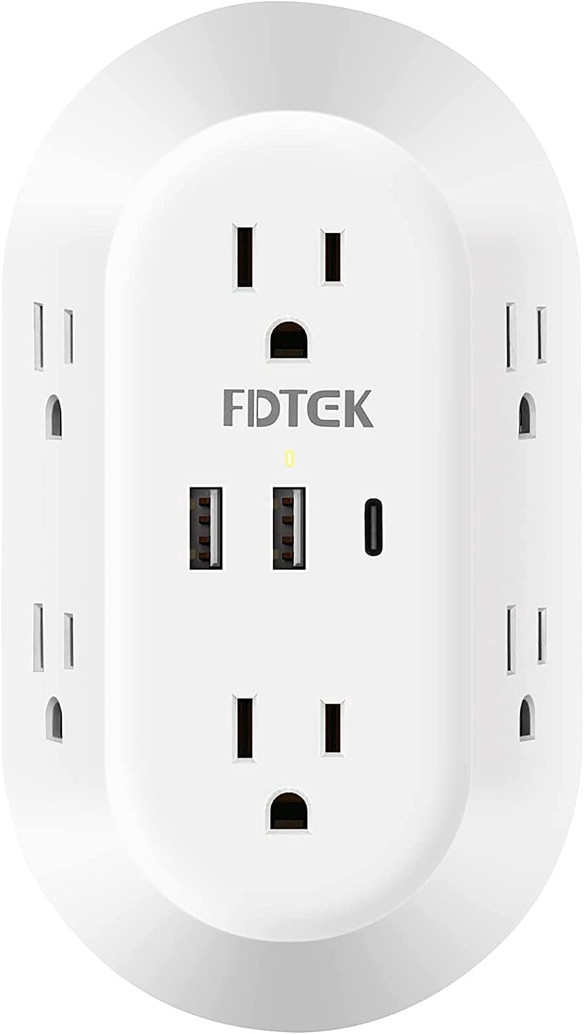 USB Wall Charger, Surge Protector 6 Outlet Power Strip Multi Plug ...