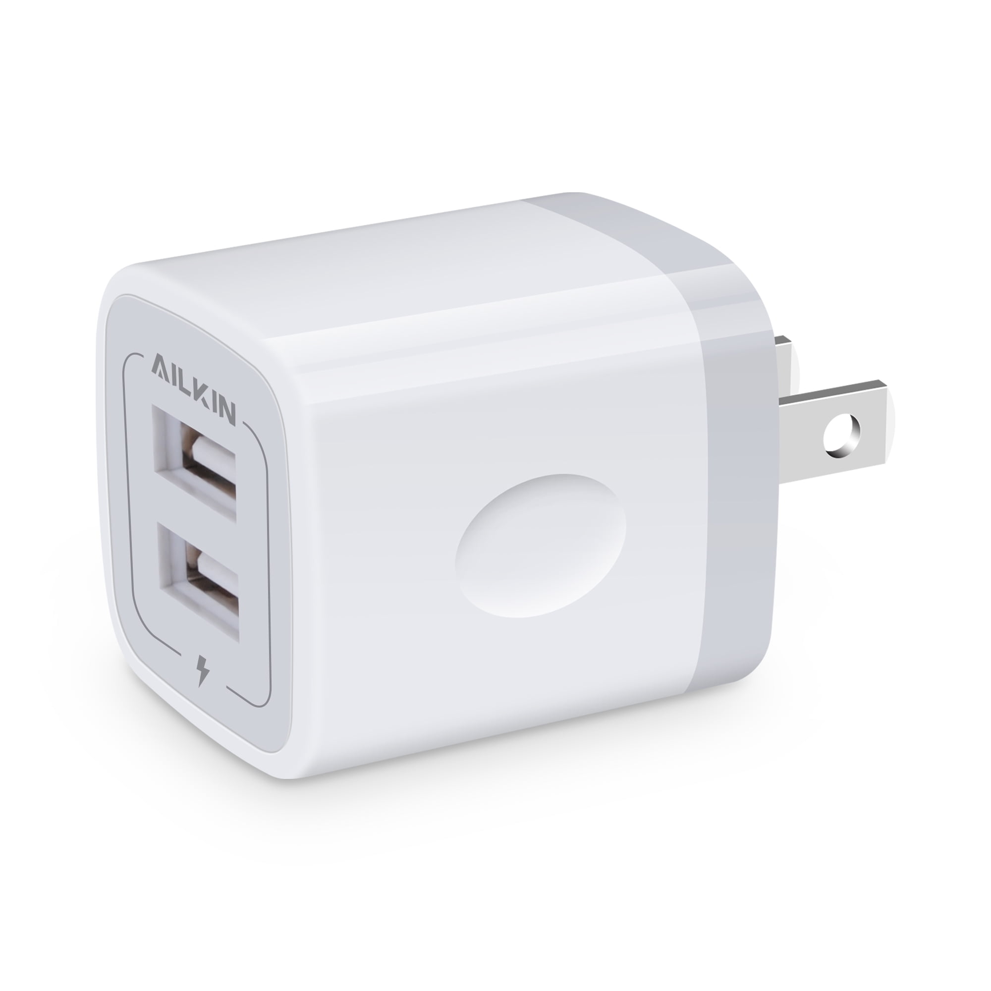 Ailkin USB Wall Charger, Dual Port 2.1A Fast Charging Block, Compact ...