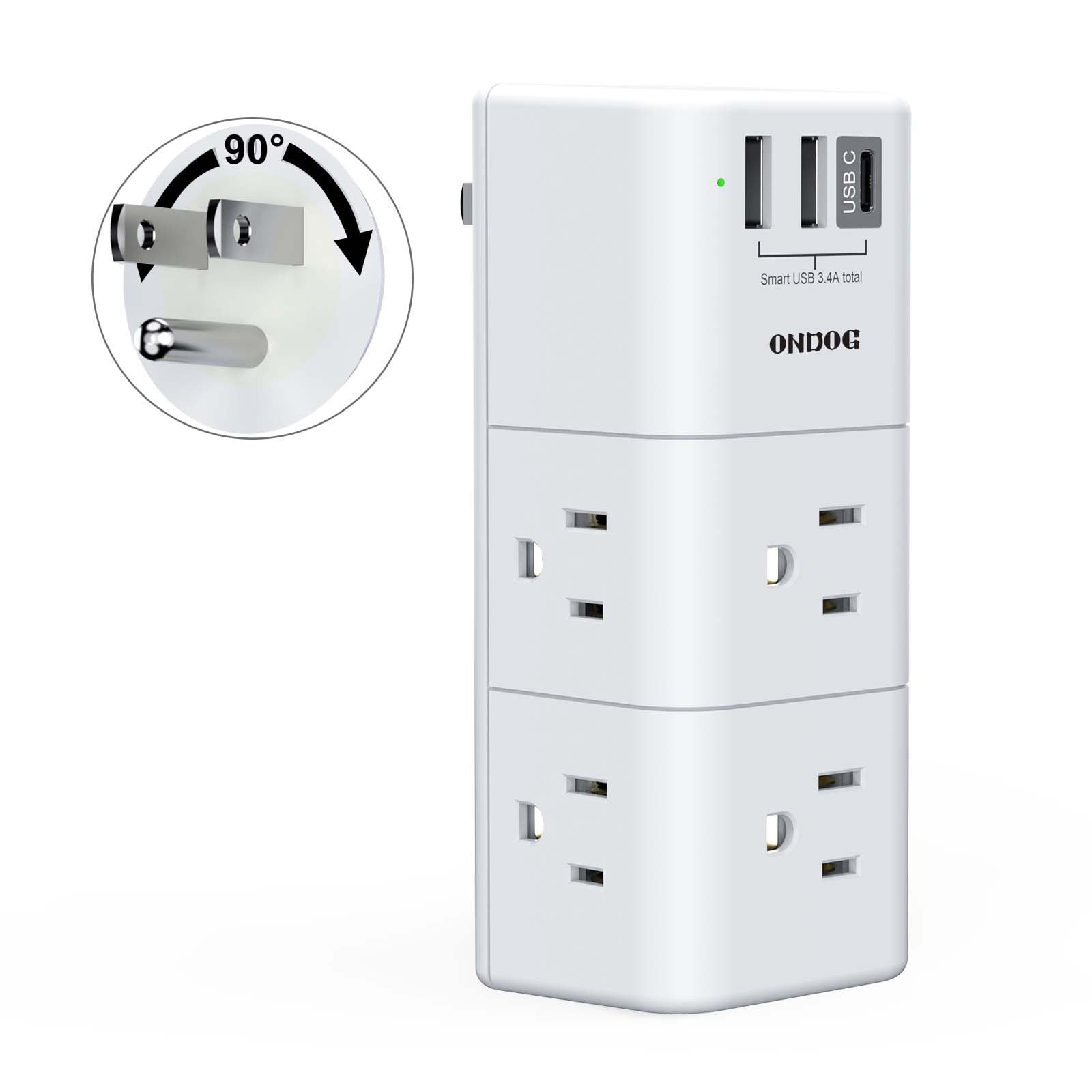 ONDOG USB Wall Outlet Expander Surge Protector, Multi Plug Outlet ...