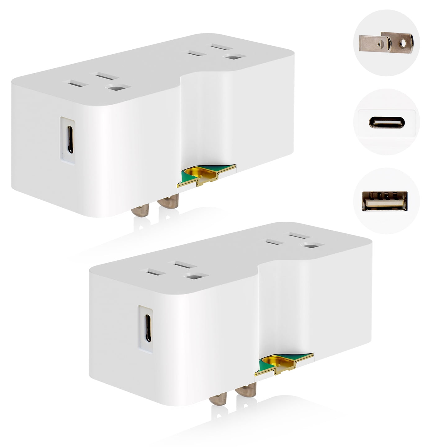 USB Wall Outlet Extender, Multi Plug Outlet Splitter with USB C & USB A ...