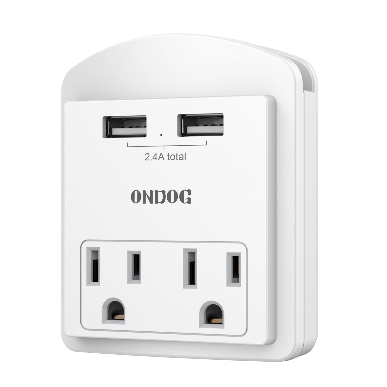 ONDOG USB Wall Outlet Adapter, 2 Outlets, 2 USB Ports, Surge Protector ...