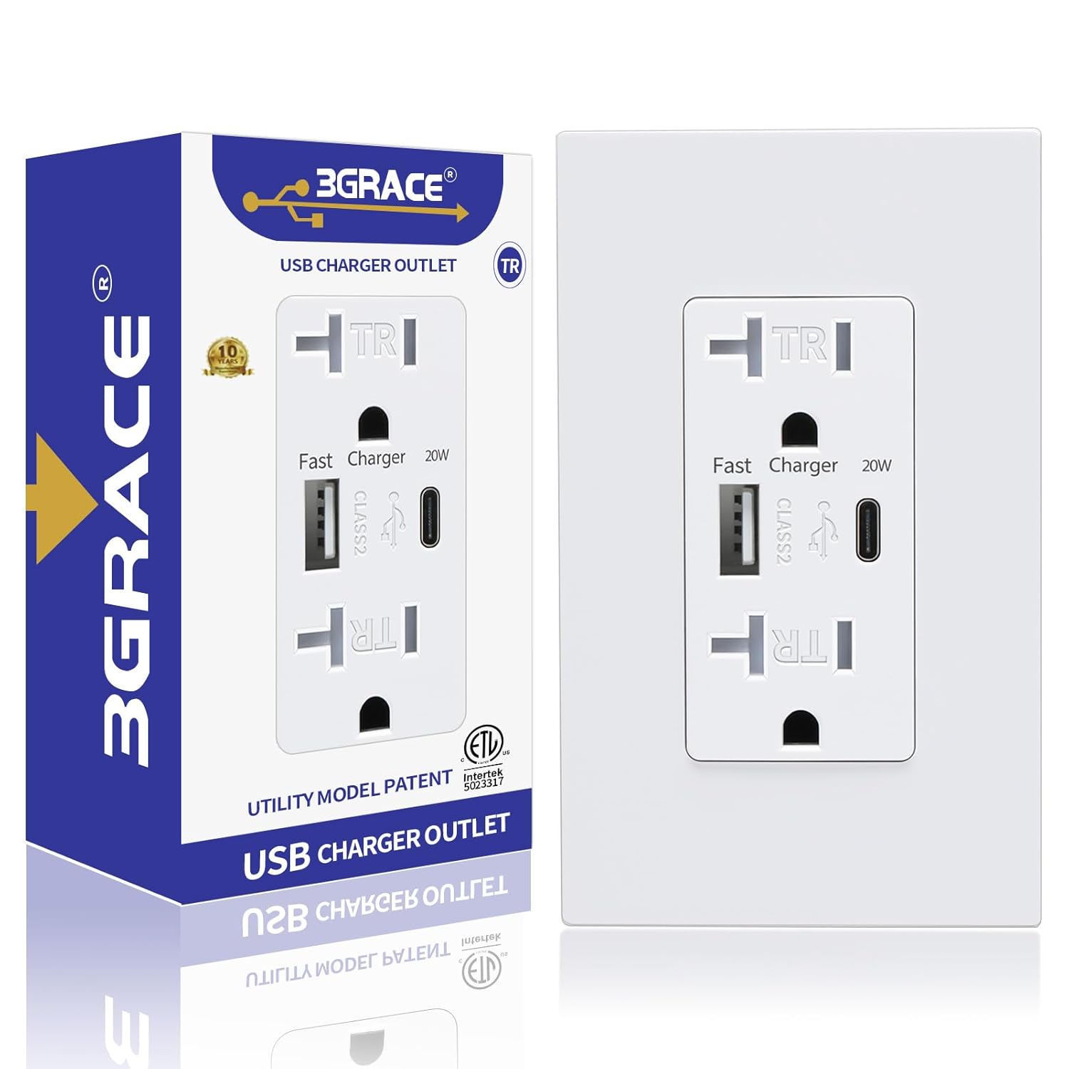 USB Wall Outlet, USB Charger Outlets Receptacles with 4.2A USB C Ports ...