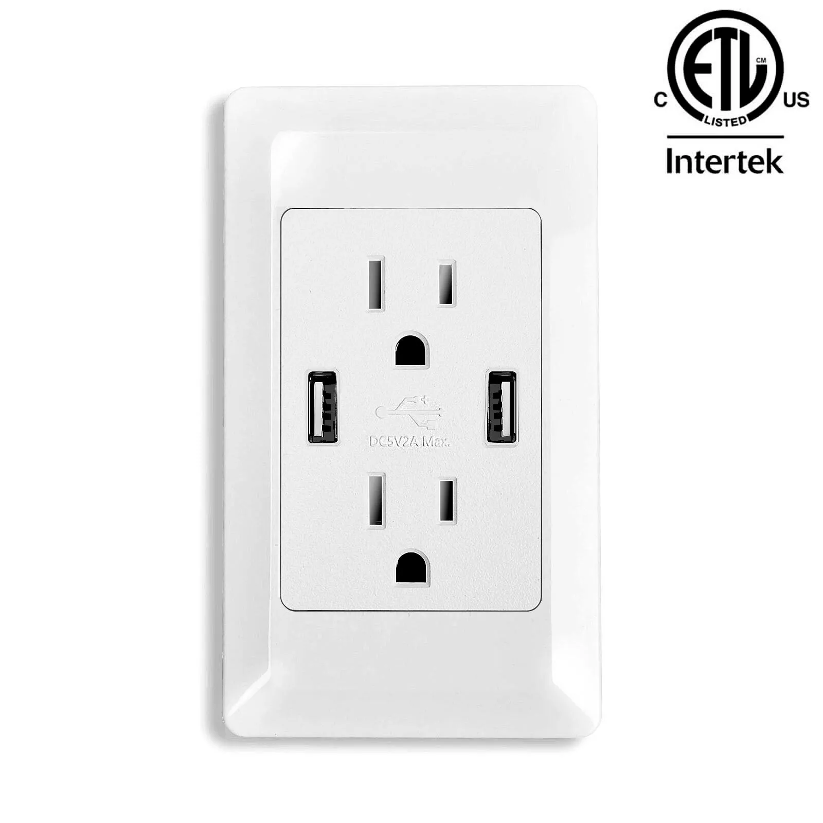 USB Wall Receptacle Charger Dual Outlet Plate Plug Port Socket Adapter ...