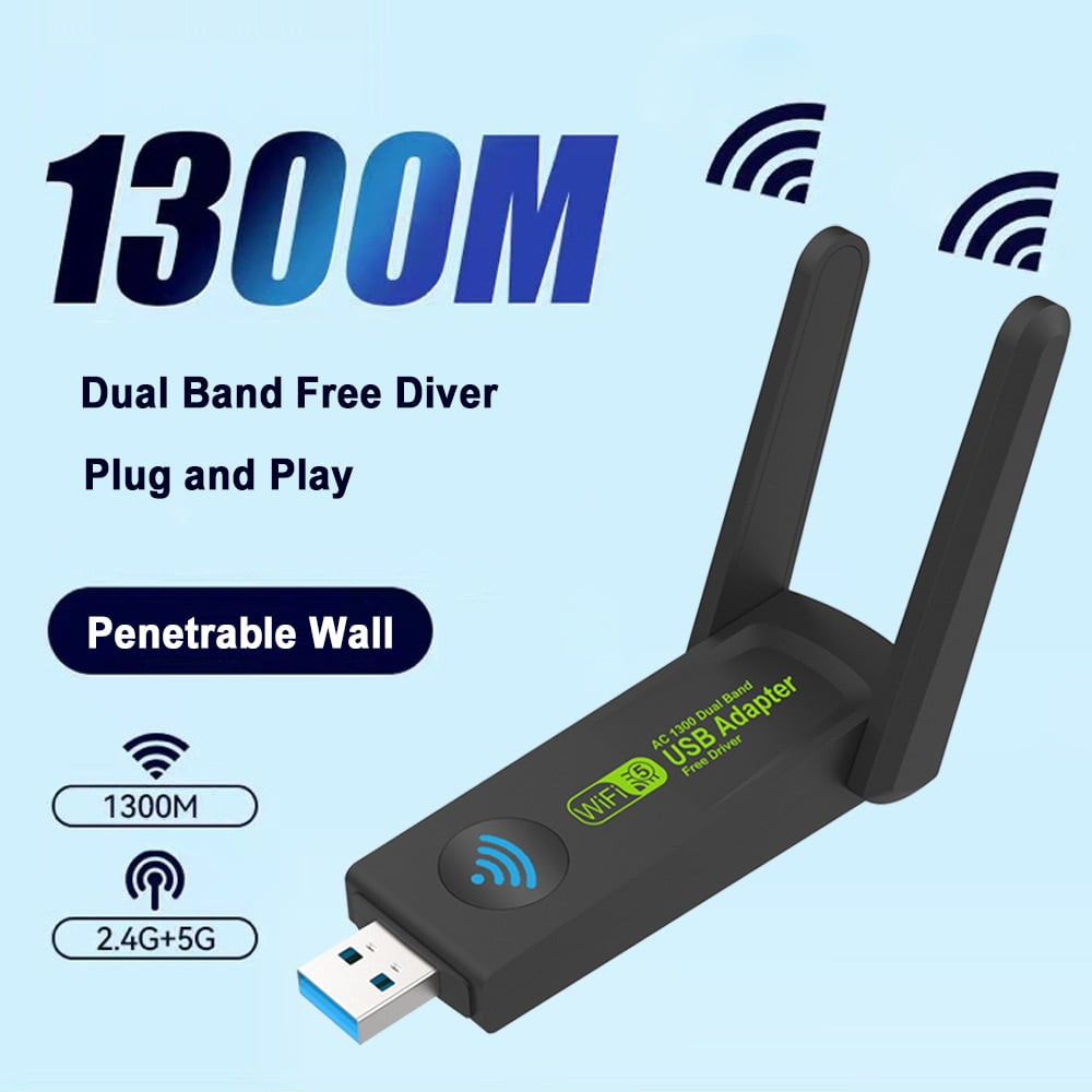 USB WiFi Adapter 1300Mbps Dual Band 2.4G/5Ghz USB3.0 Wireless WIFI Lan Adapter Dongle 802.11ac ...