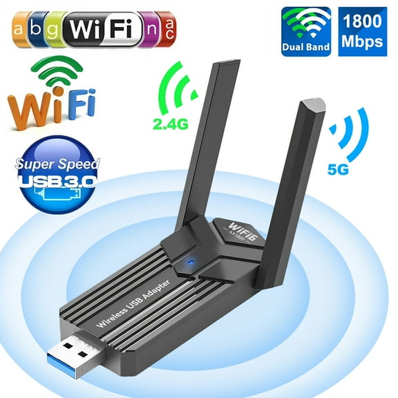 AC 650Mbps USB WiFi Adapter for PC, 5GHz/2.4GHz Wireless Dongle, WiFi ...