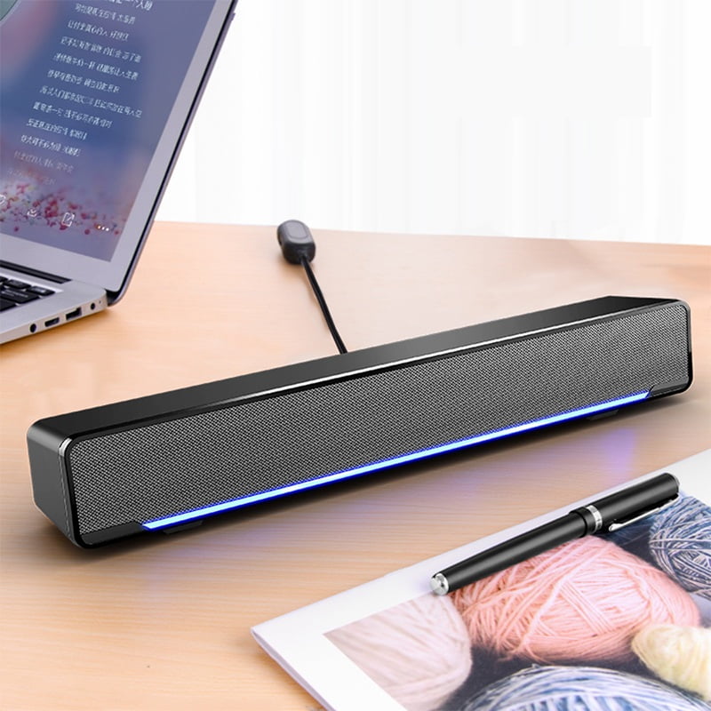 USB Wired Computer Speaker LED Stereo Subwoofer Music Player 3D ...