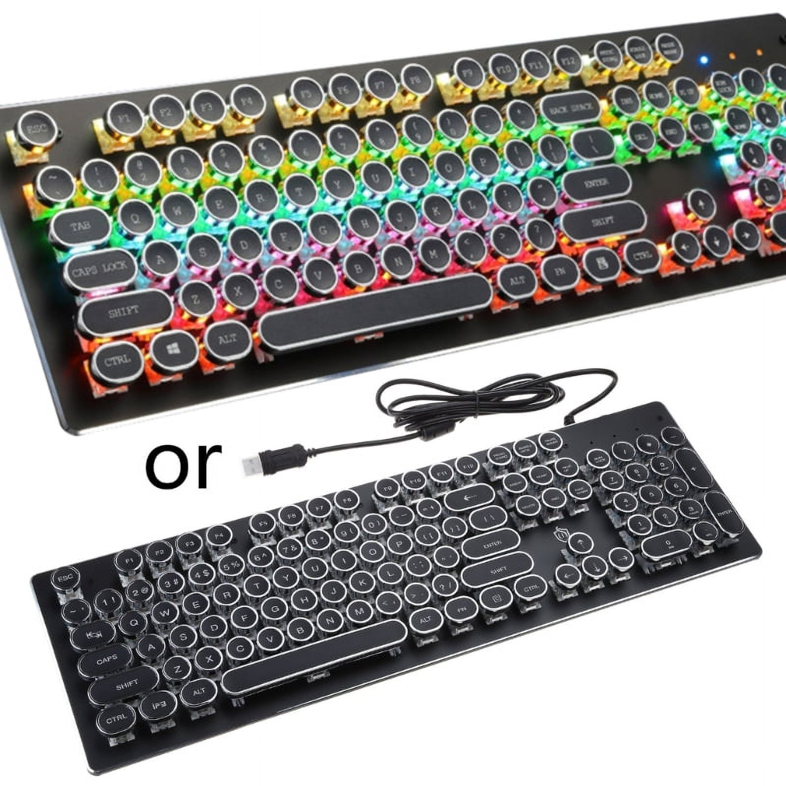 USB Wired Gaming Keyboard Retro Punk Electroplating Knob RGB Color ...