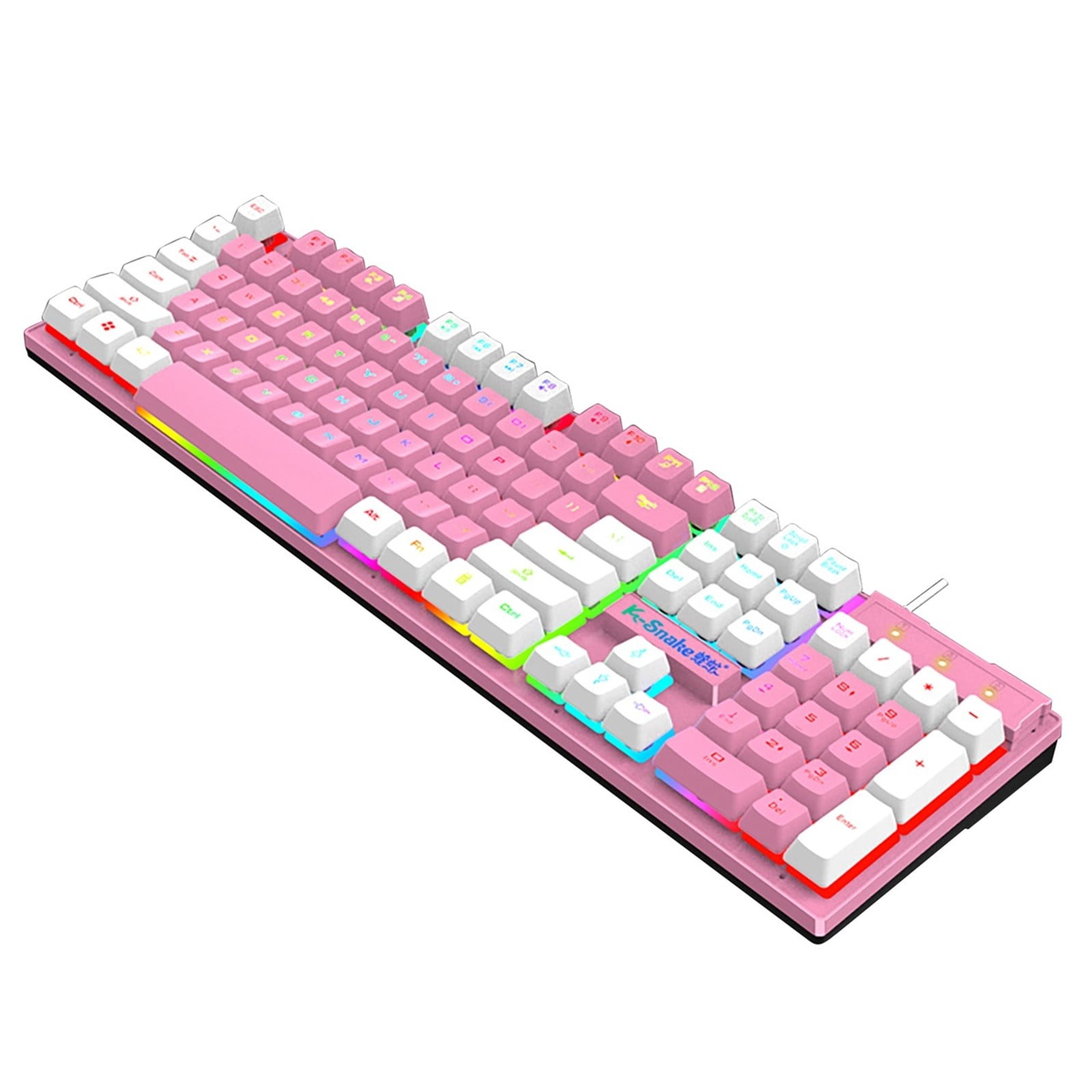 USB Wired Gaming Keyboard with Rainbow LED Backlight Silent Floating ...