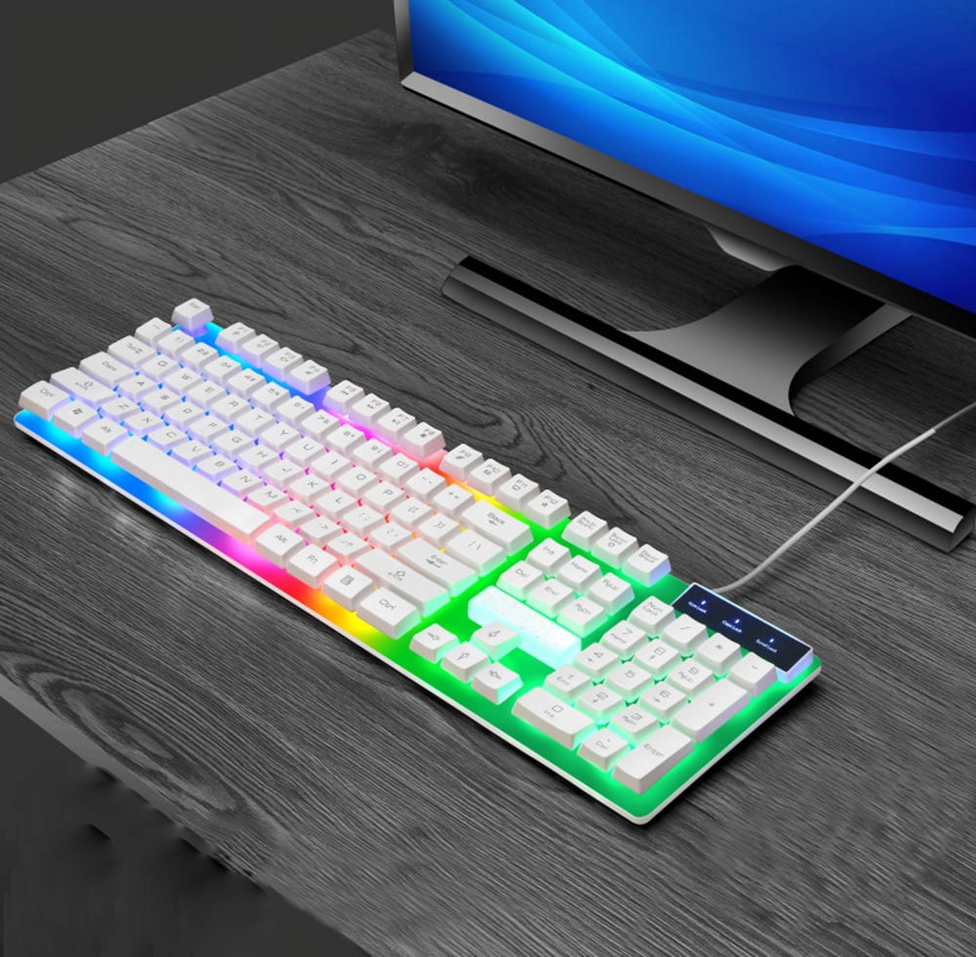 USB Wired Gaming Mechanical Keyboard LED Backlight - White - Walmart.com