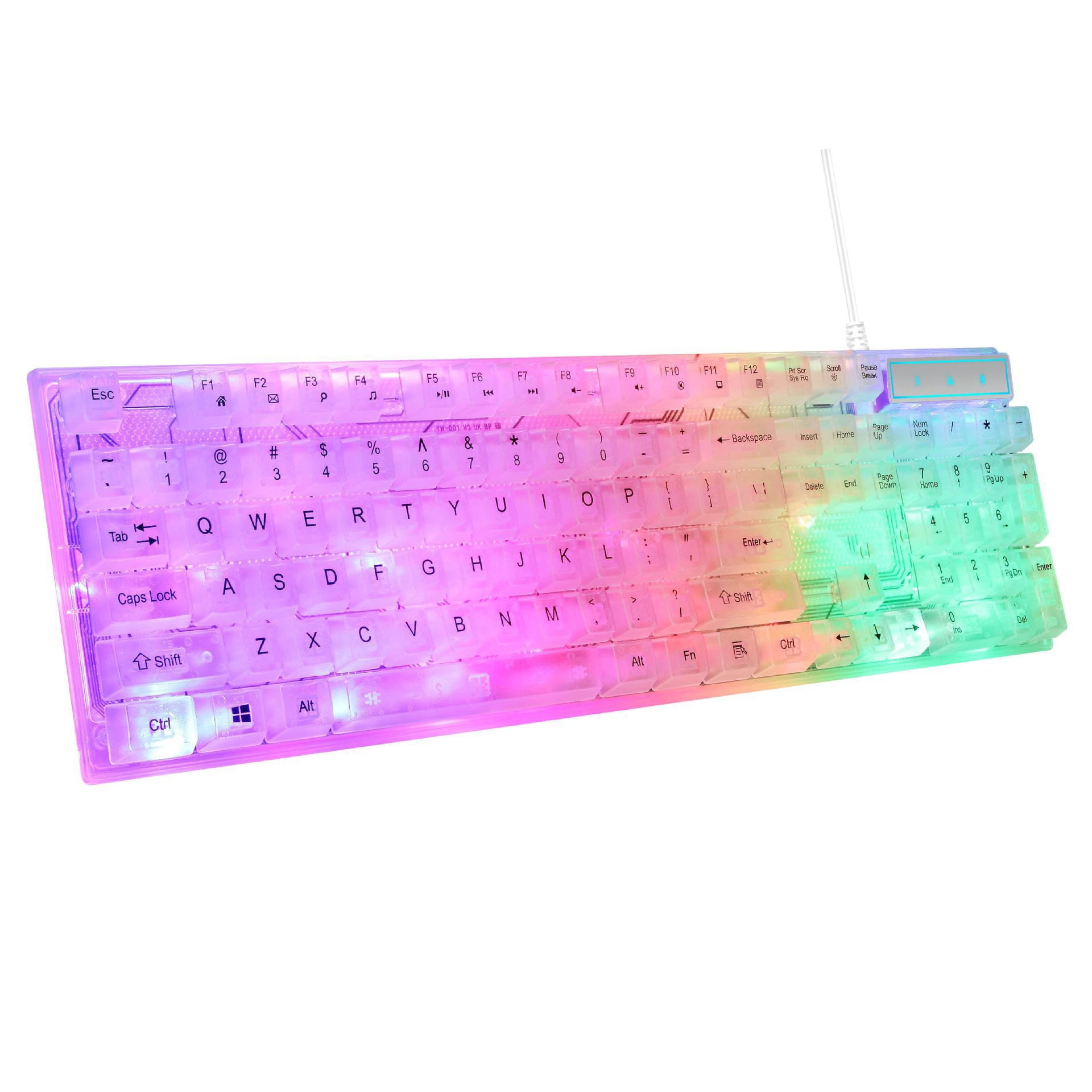 USB Wired Keyboard, Transparent Mechanical Feel RGB Backlit Gaming ...