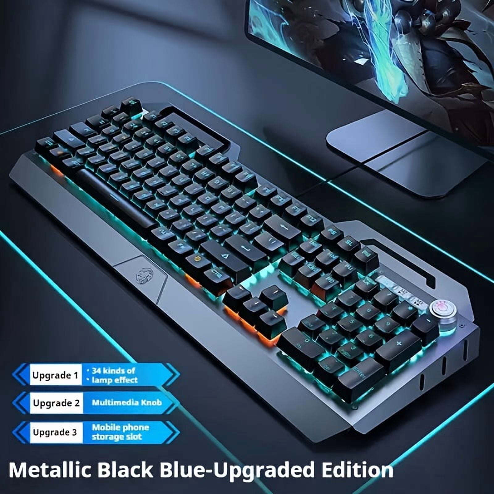 USB Wired LED Backlit Gaming Keyboard with Volume Knob & Phone Stand ...