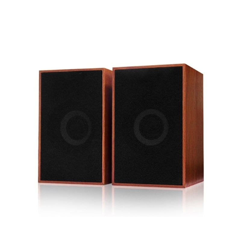 USB Wired Mini Computer Speakers Bass Stereo Wooden PC Speaker Soundbar ...
