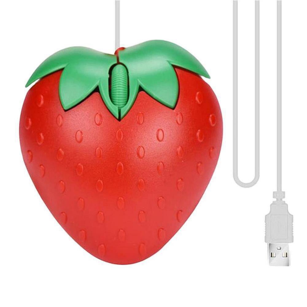 USB Wired Mouse Cute Fruit Strawberry Shape Wired Mouse Portable Mini ...