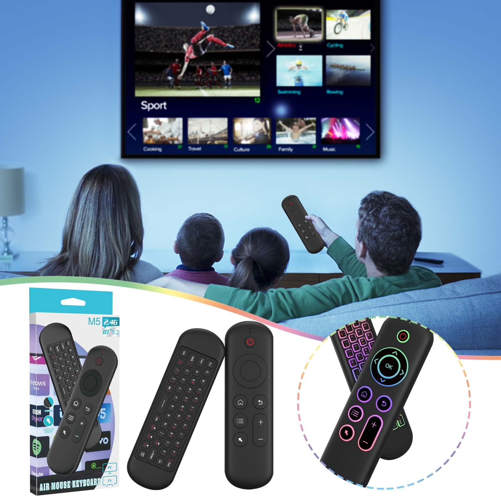 USB Wireless Flying Mouse Keyboard Bluetooth 2.4G Mode Remote Control ...