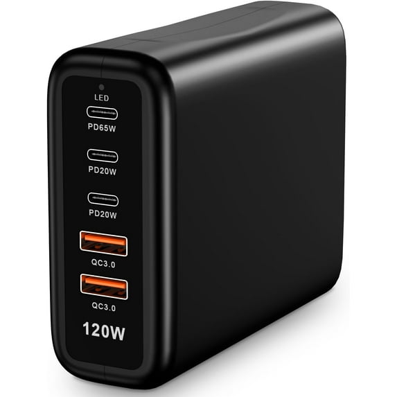 USB c Charger Block 120w Multi 5 Port Charger Block with USB Type c qc3 ...