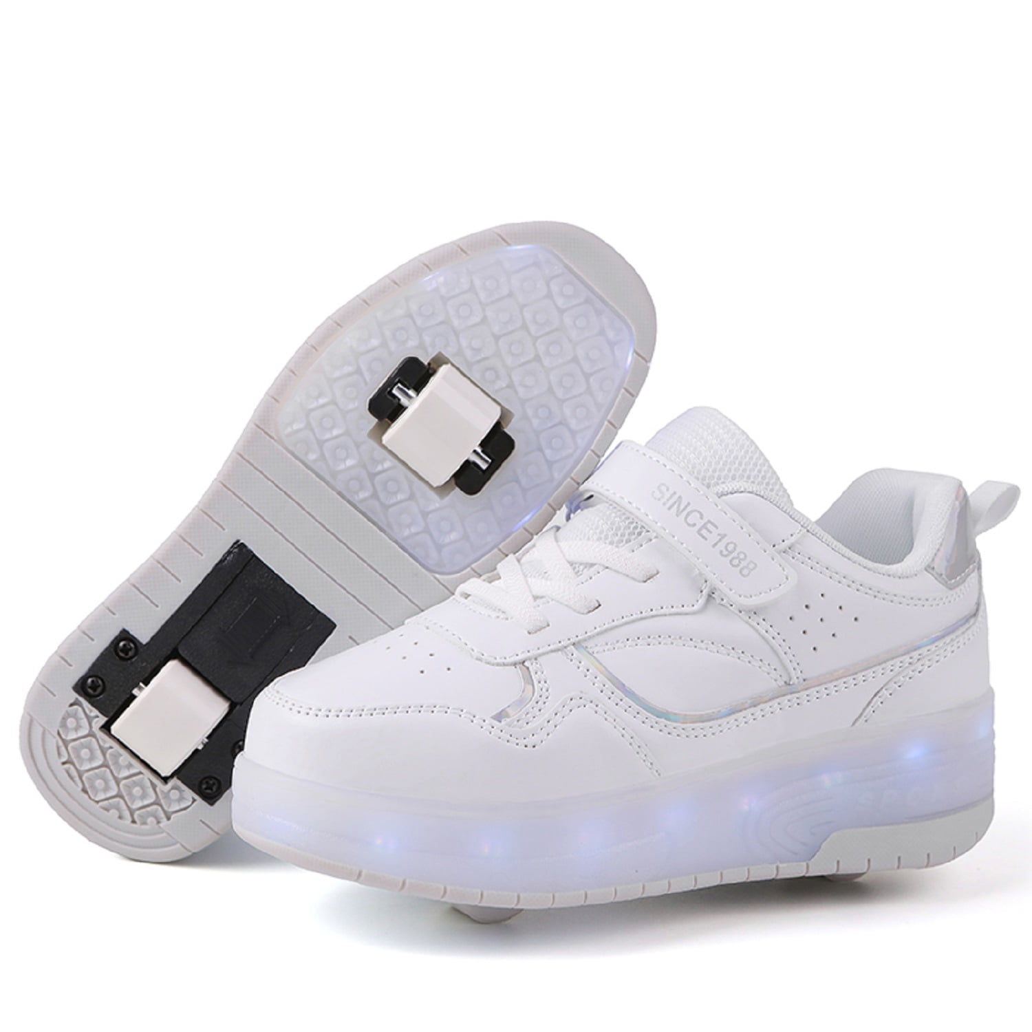 USB chargeable LED light up roller shoes wheeled skate sneaker shoes ...