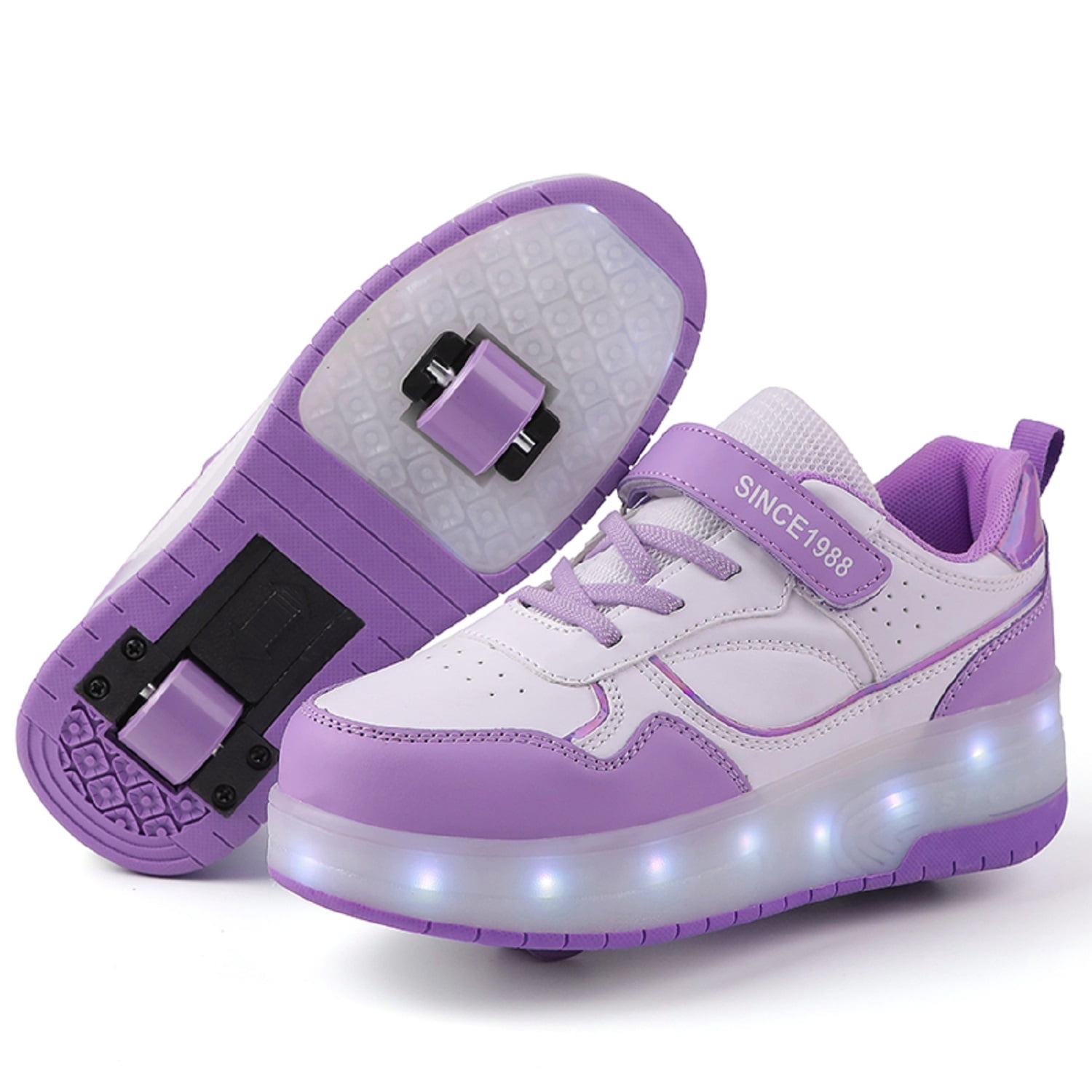 USB chargeable LED light up roller shoes wheeled skate sneaker shoes ...