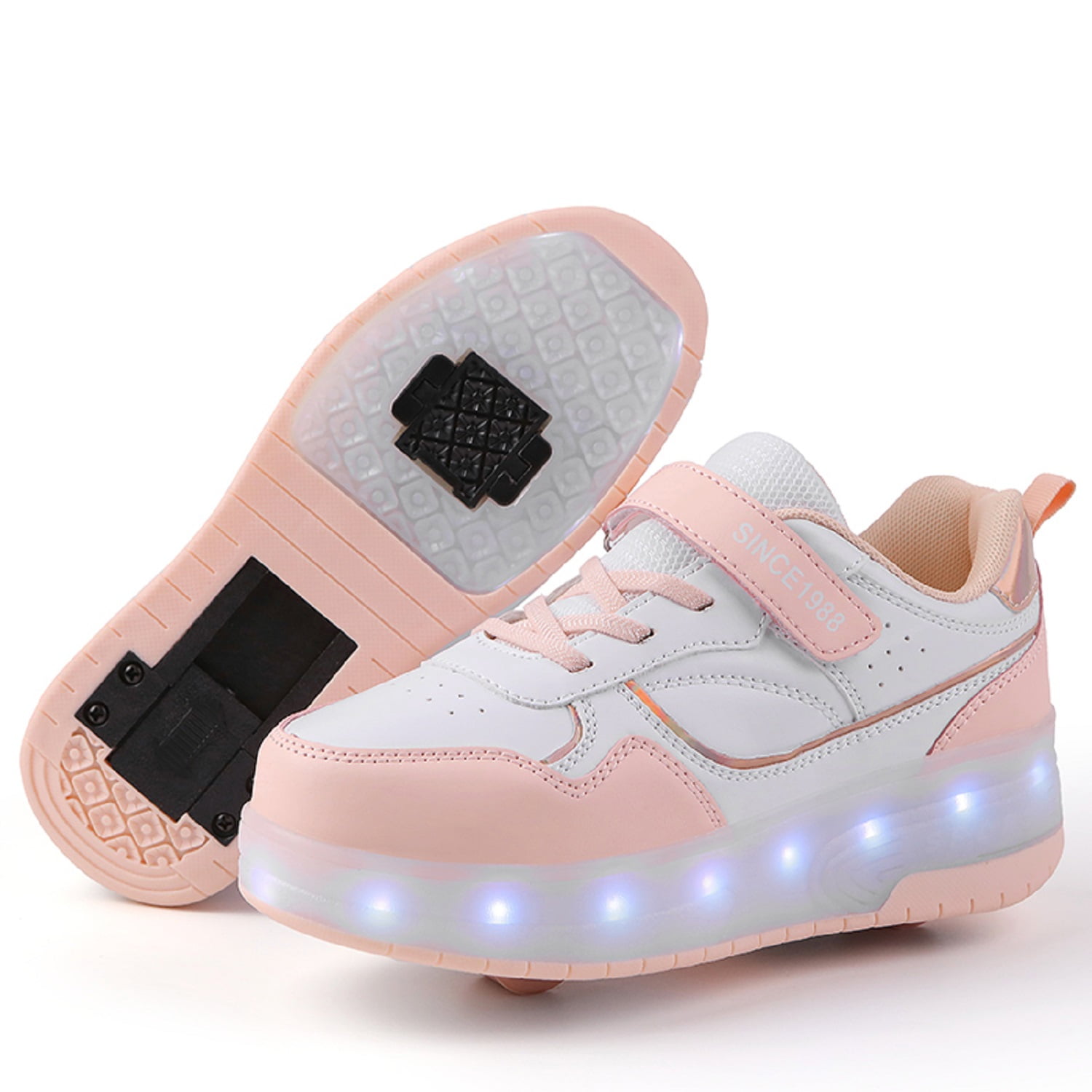 USB chargeable LED light up roller shoes wheeled skate sneaker shoes ...