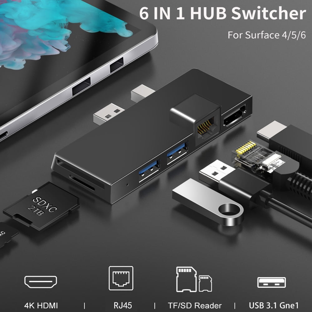 USB hub for Microsoft Surface pro 6/4/5 6 IN 1 USB/Mini DP to 4K HDMI ...