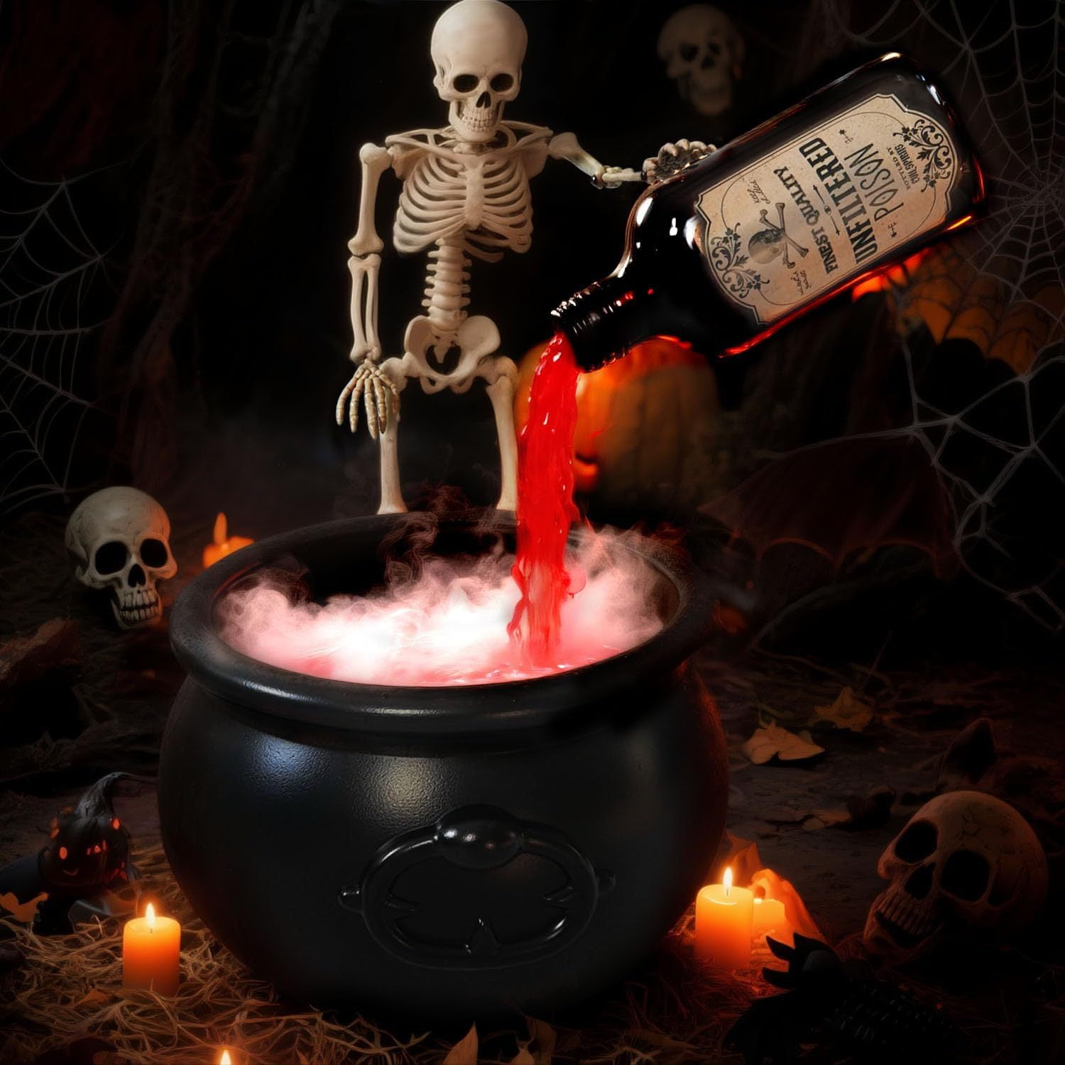 USB-powered Halloween Witch Cauldron with red glow effect and switch ...