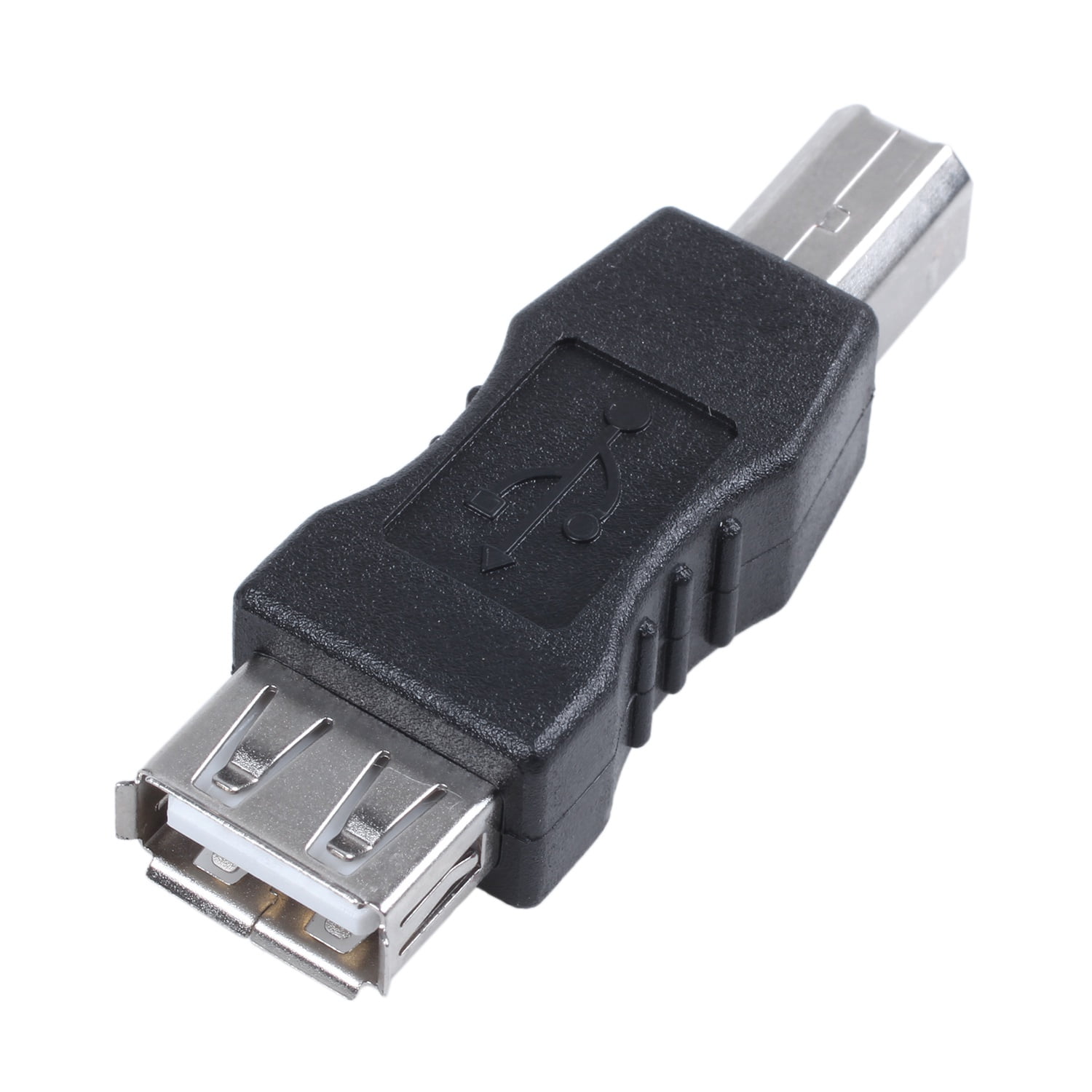 USB printer adapter type A female - type B male black silver tone ...