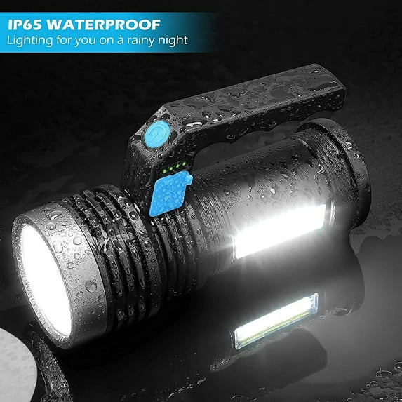 USB rechargeable LED spotlight flashlight 500m long range searchlight ...