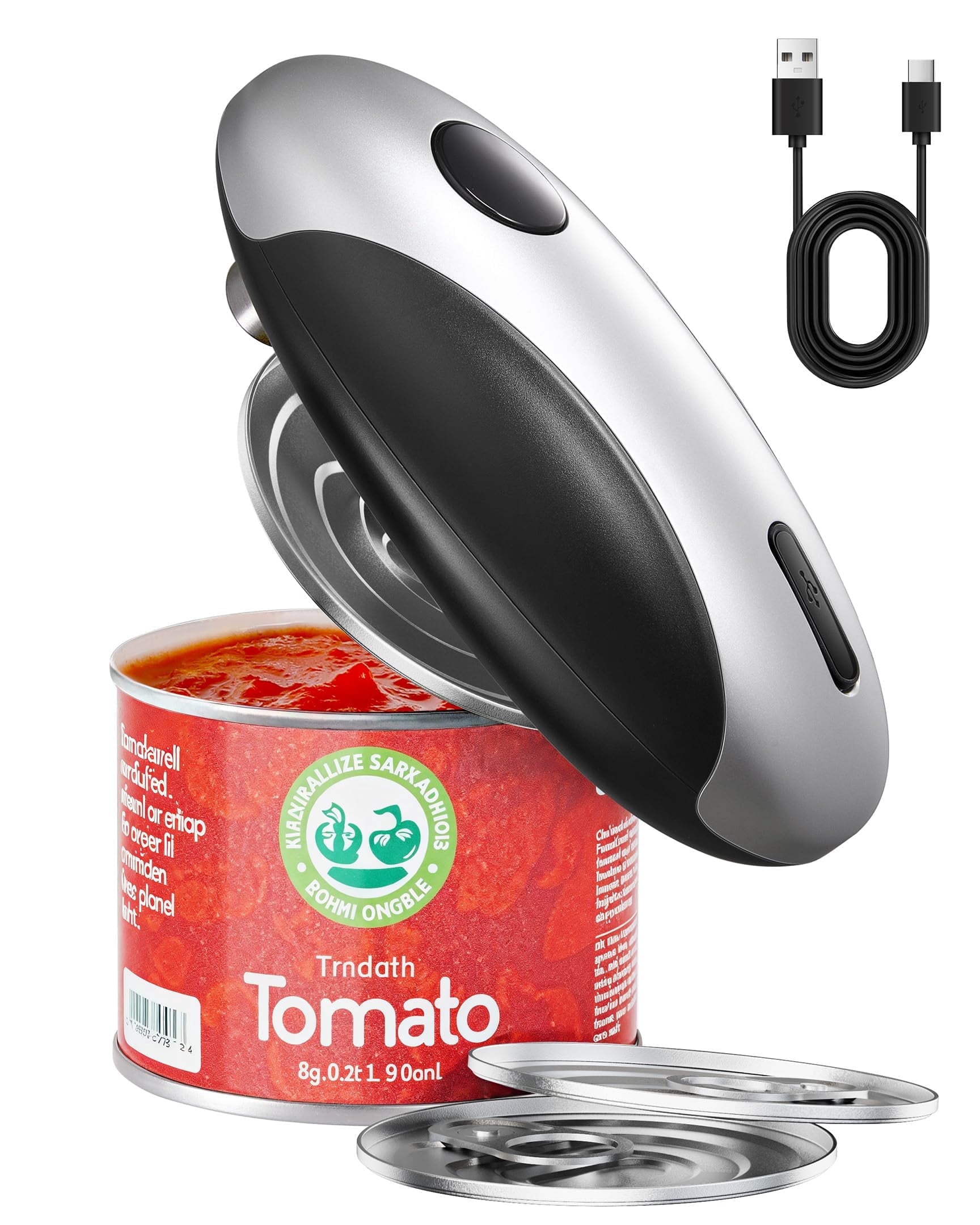 USB rechargeable electric can opener - battery-powered, one-button ...