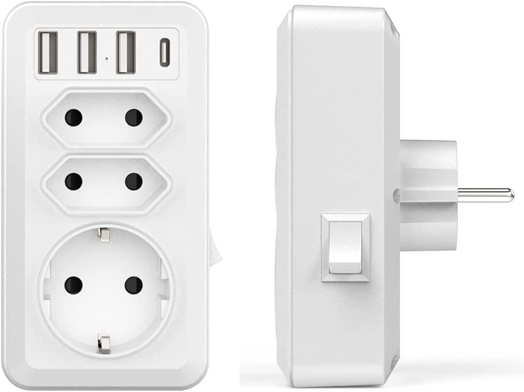 USB socket, 7-in-1 multiple socket with 3 USB and 1 Type-C connector, 3 ...