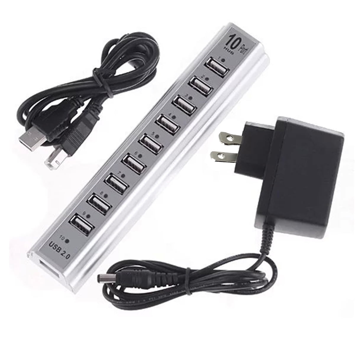 USB splitter, 10-port USB HUB 10-bit USB splitter with power supply 10 ...
