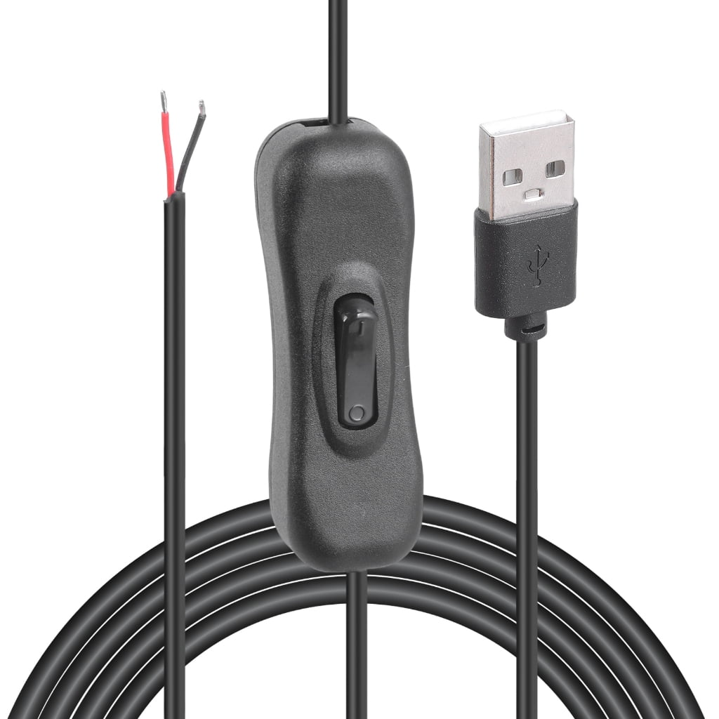 USB to 2Pin Bare Wire Open End Cable 5V USB Male 2Pin Pigtail Power ...