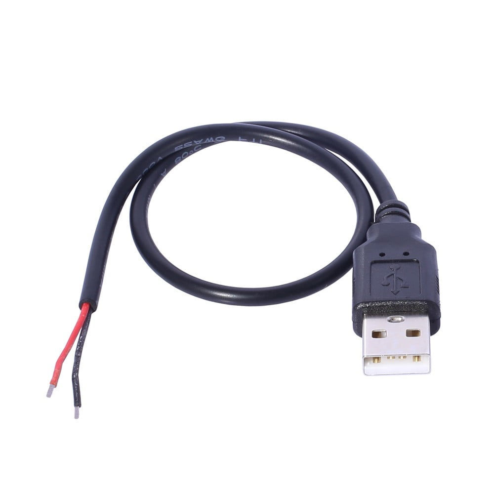 USB to 2Pin Bare Wire Open End Cable USB Male 2Pin Pigtail Power Wire ...