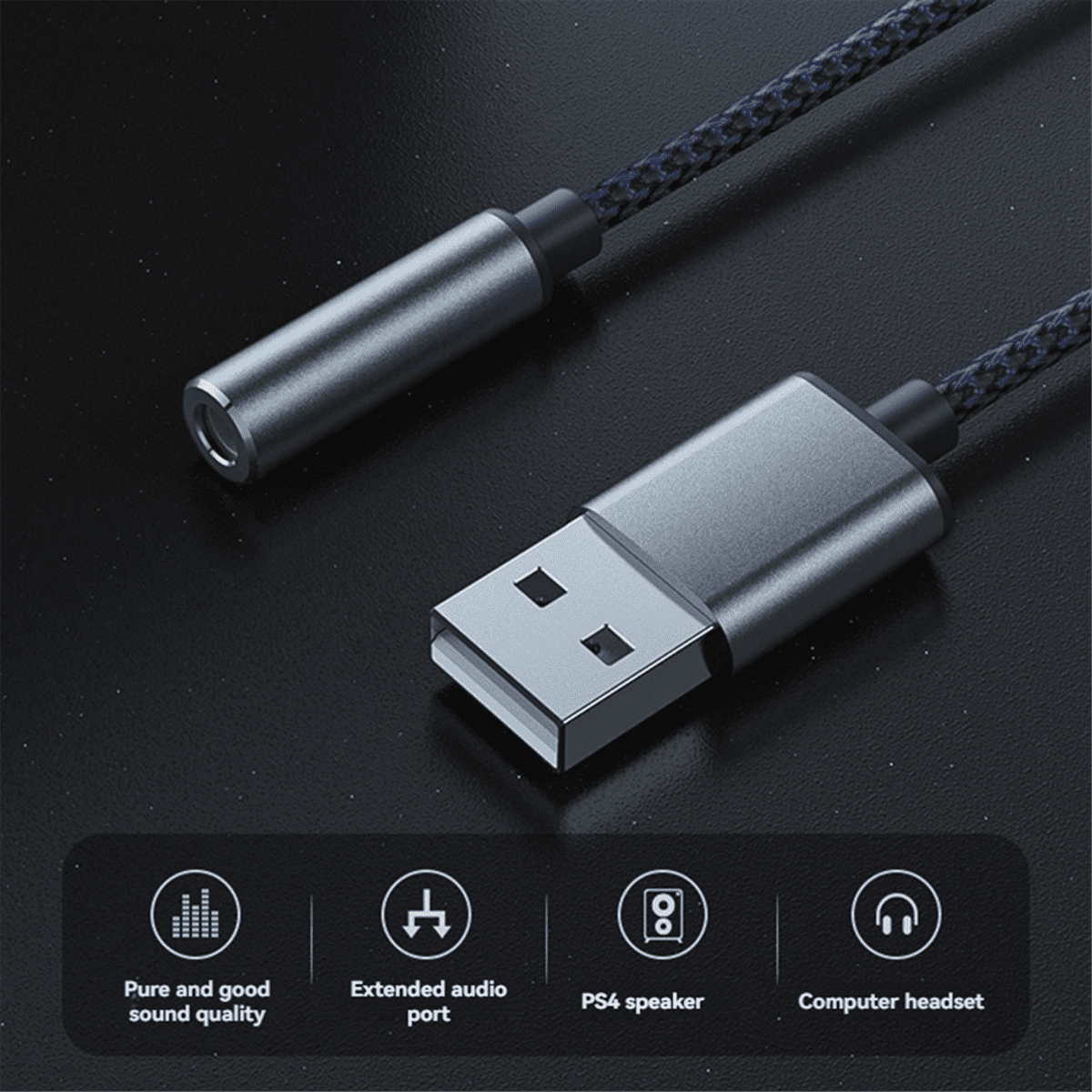 USB to 3.5mm Audio Cable A Female External Stereo Sound Card Headphone ...