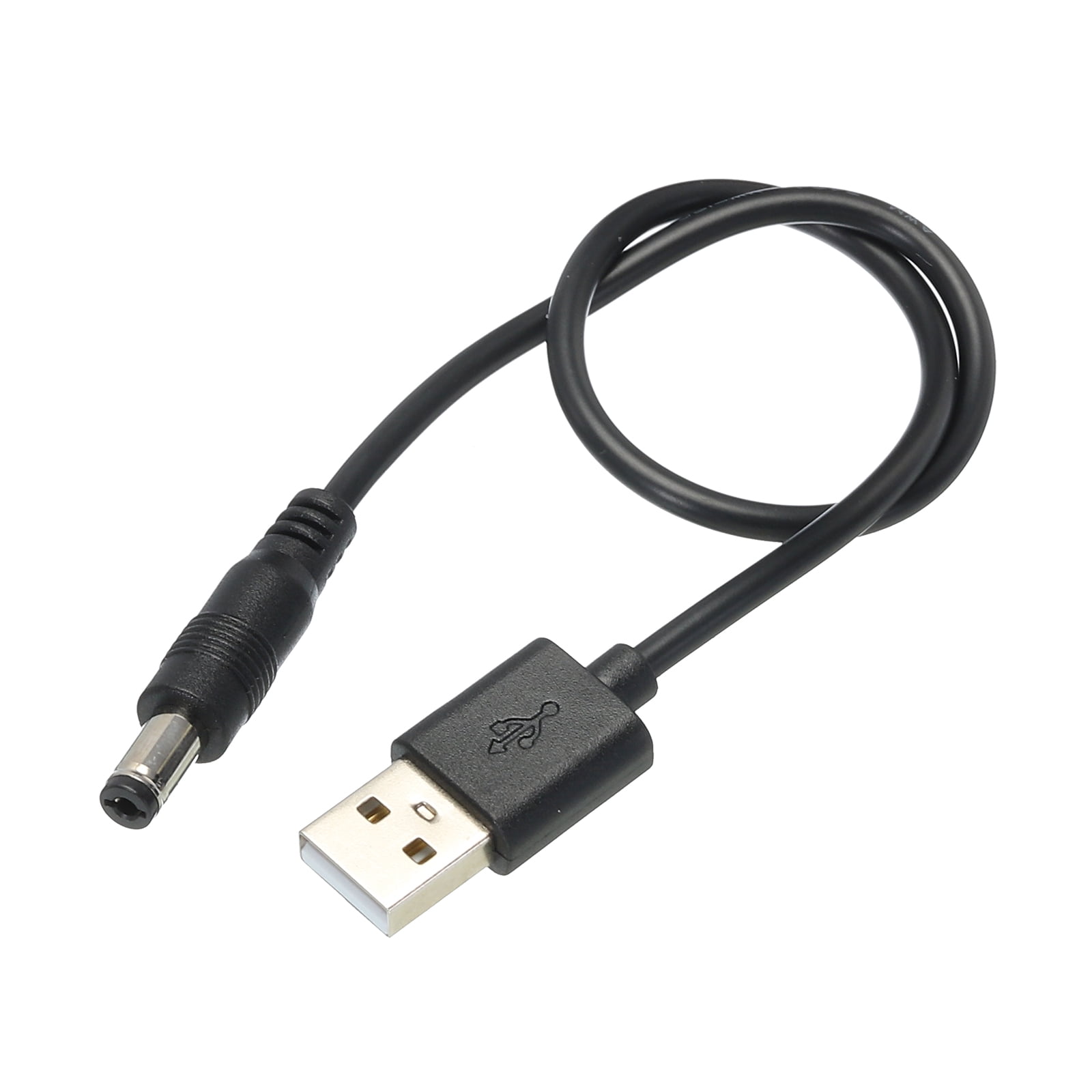 USB to DC Power Cable 0.3 M USB to DC 5.5mm x 2.1mm 5v Power Cord Black ...