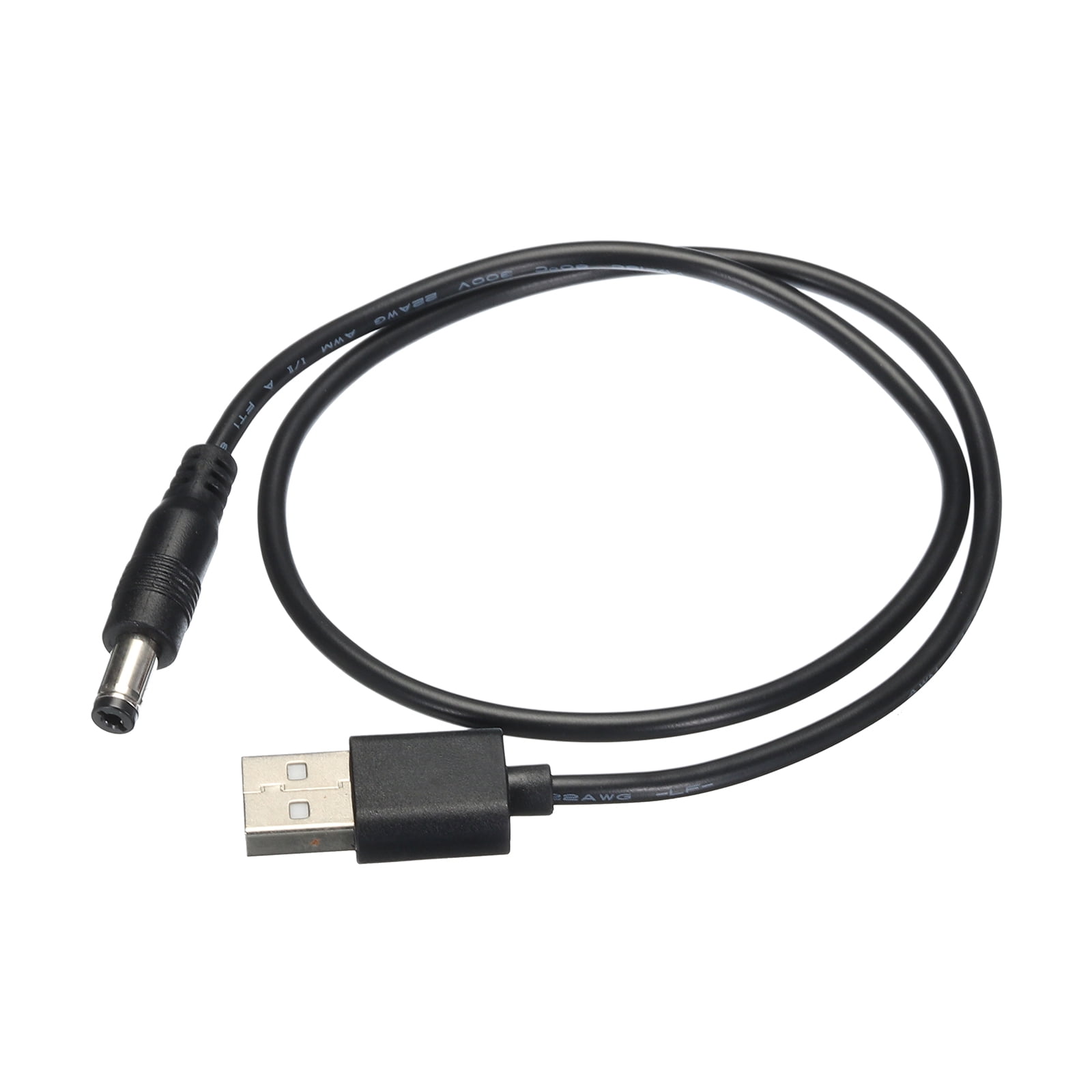 USB to DC Power Cable 0.5 M USB to DC 5.5mm x 2.1mm 5v Power Cord Black ...