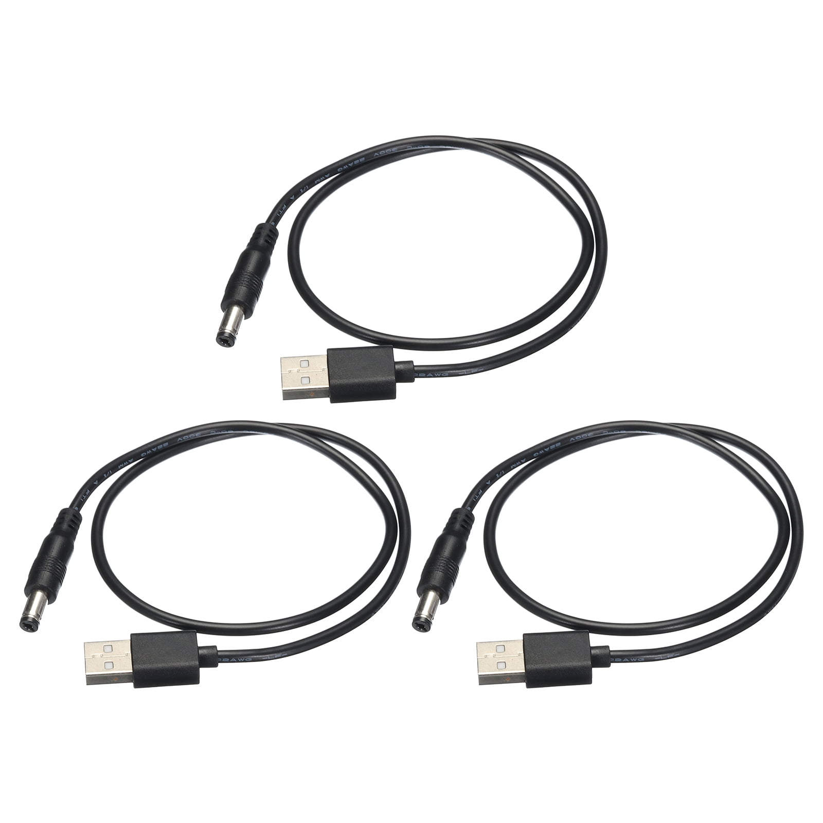 USB to DC Power Cable 0.5 M USB to DC 5.5mm x 2.1mm 5v Power Cord Black ...