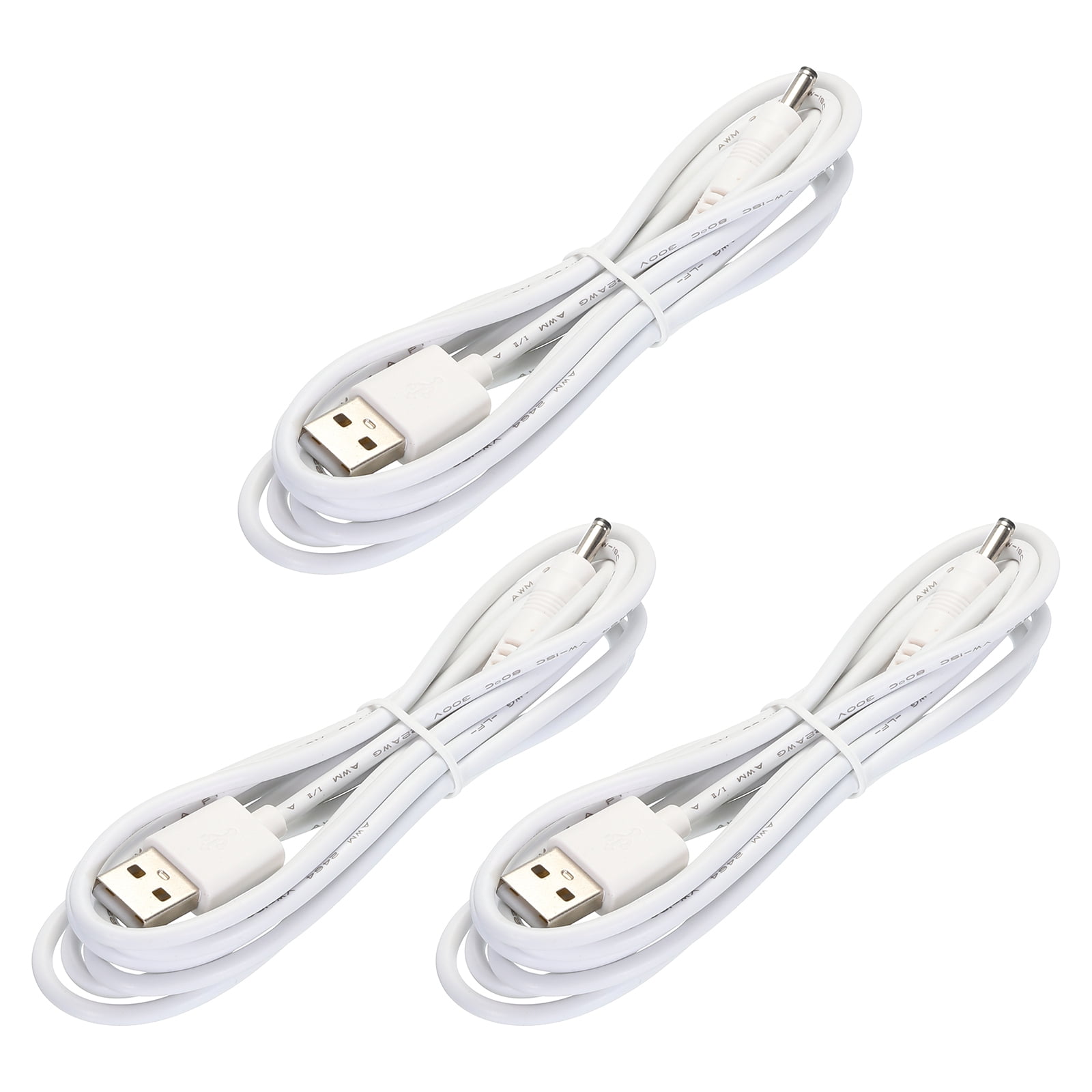USB to DC Power Cable 2 M USB to DC 3.5mm x 1.35mm 5v Power Cord White ...
