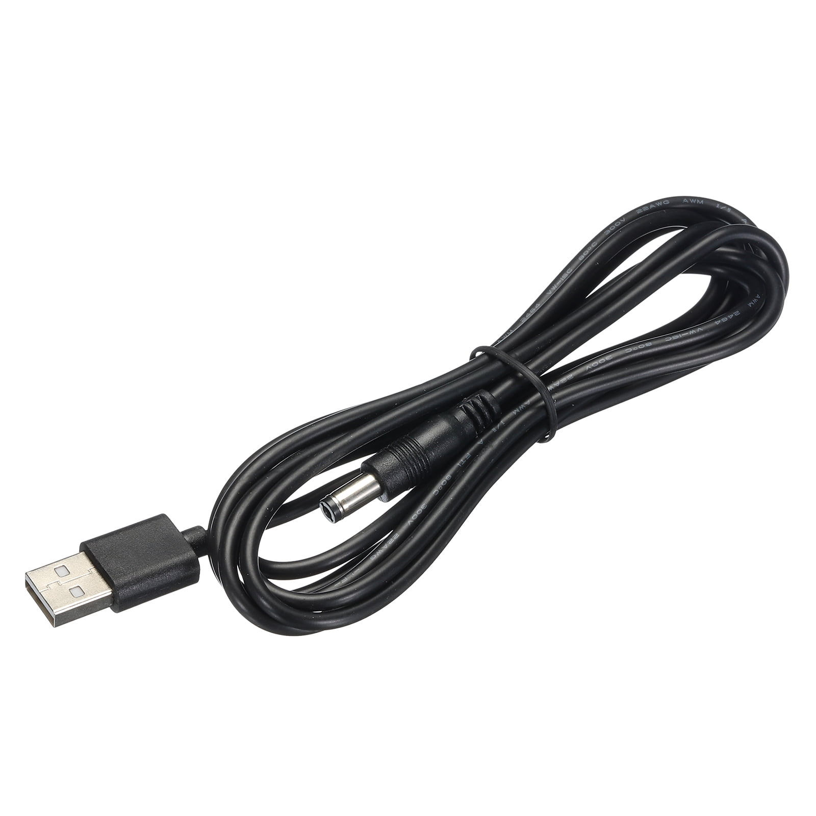 USB to DC Power Cable 2 M USB to DC 5.5mm x 2.1mm 5v Power Cord Black ...