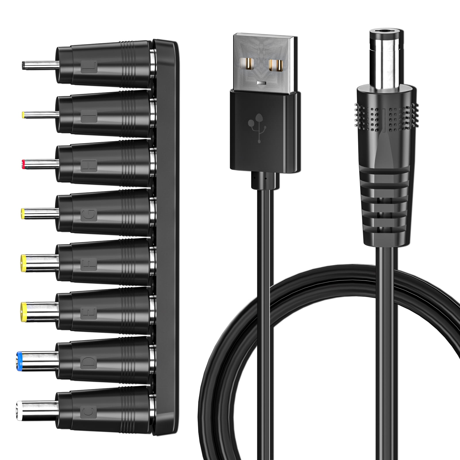 USB to DC Power Cable, Universal 5V DC Jack Charging Power Cord with 8 ...