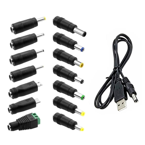 USB to DC5V 5521 Plug Charging Cord with 14 Adapter Plugs for Lamp LED ...