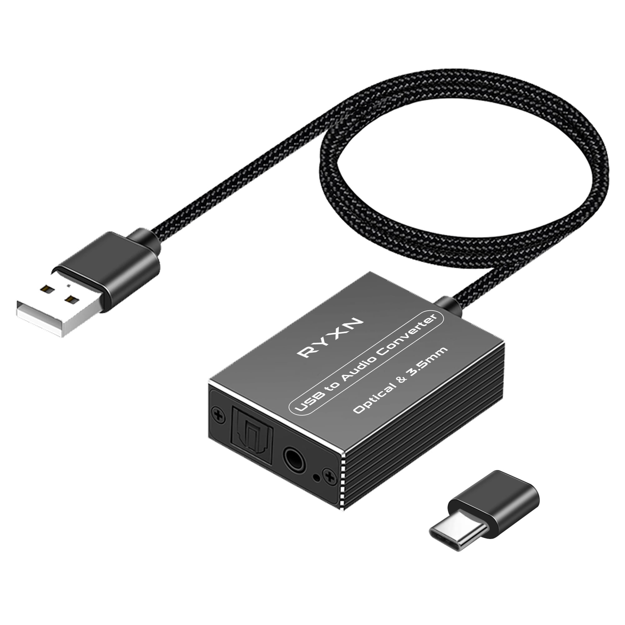 RYXN USB to Optical Toslink and 3.5mm Audio Converter, Supports ...