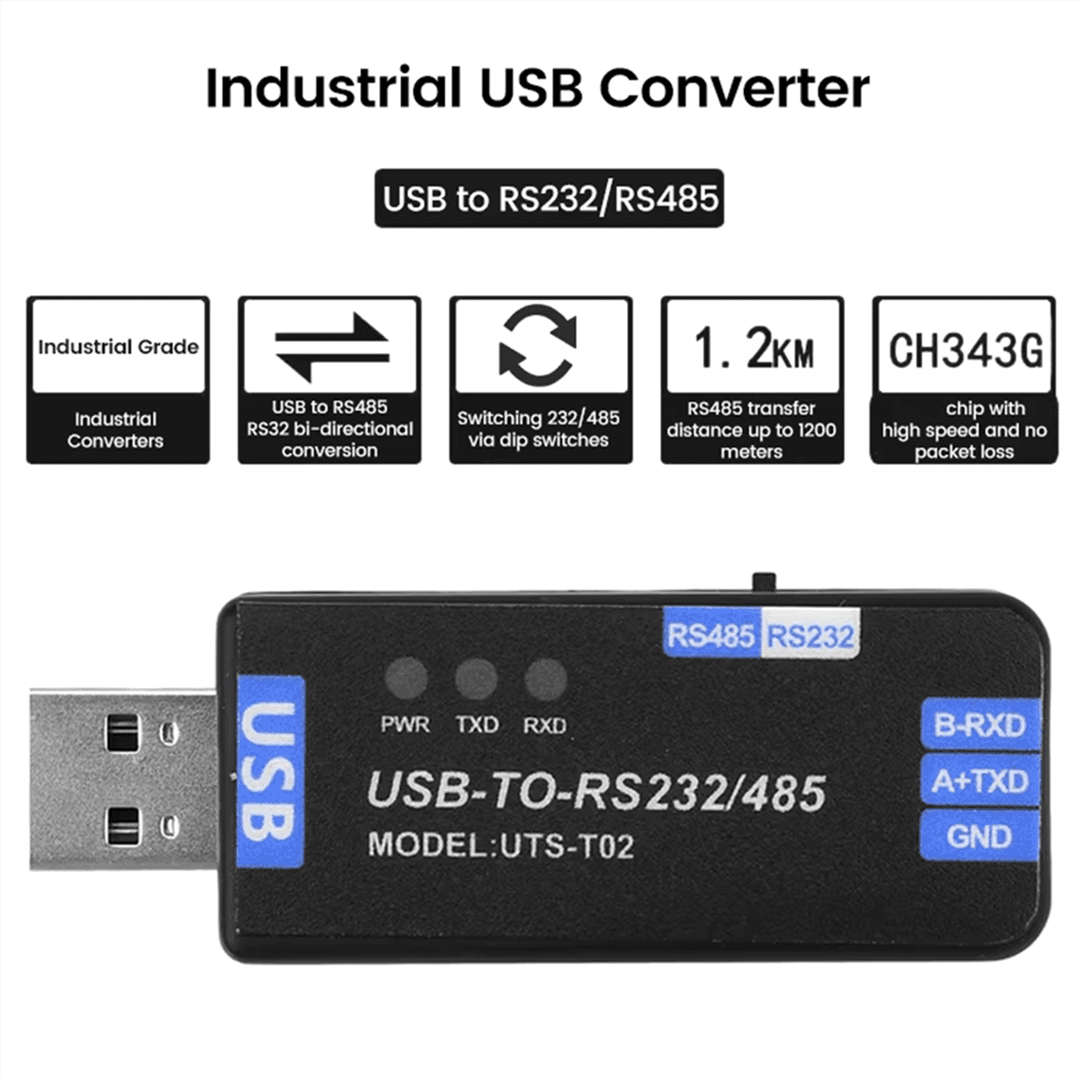 USB to RS485/RS232 Communication Module Bidirectional Half-Duplex ...