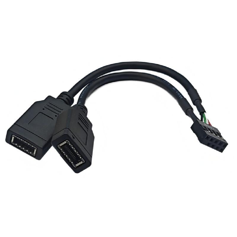 USB2.0 9Pin Female Adapter To Double Type E Cable With Front Type C ...