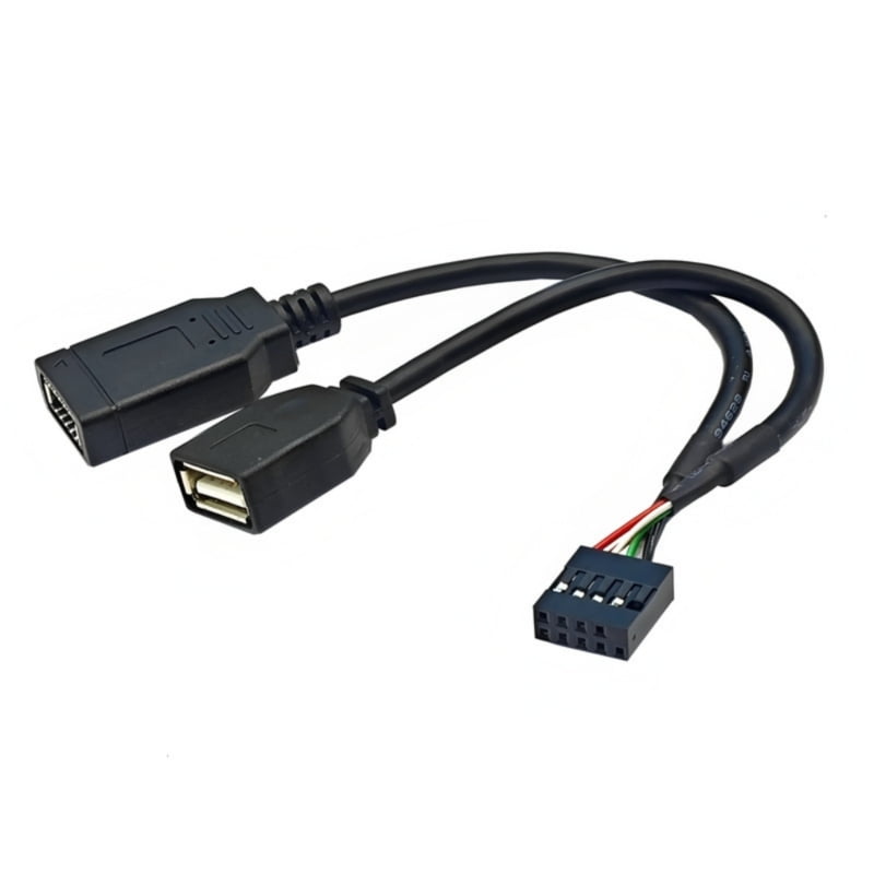 USB2.0 9Pin to USB+Port TYPE E Cable 9PIN Female to 2 Type E Adapter ...