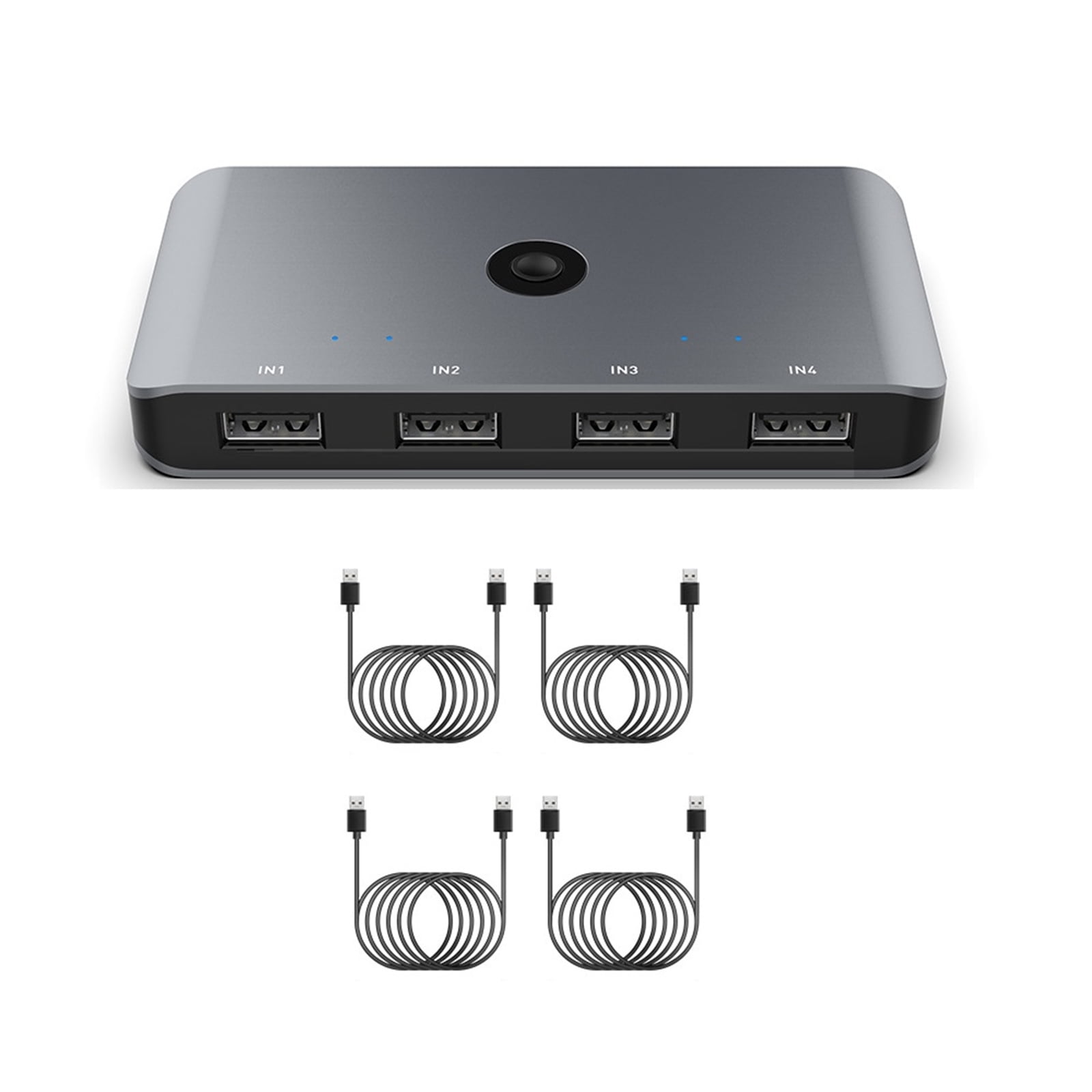 USB2.0 KVM Switcher 4 in 4 Out Shared Switch Adapter KVM Splitter For Windows Keyboard Mouse ...