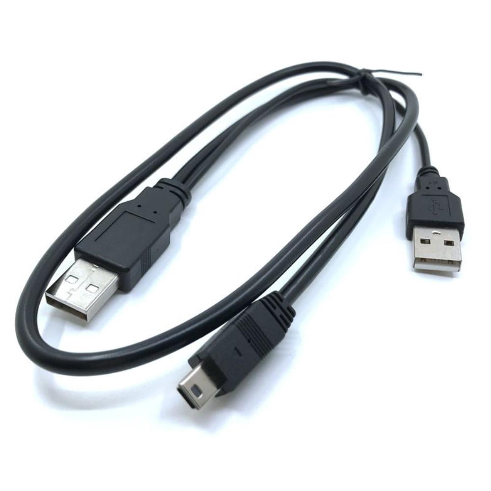 USB2.0 USB 2.0 double A Type 2A Male to Mini 5 Pin Male Y Cable 0.7m ...